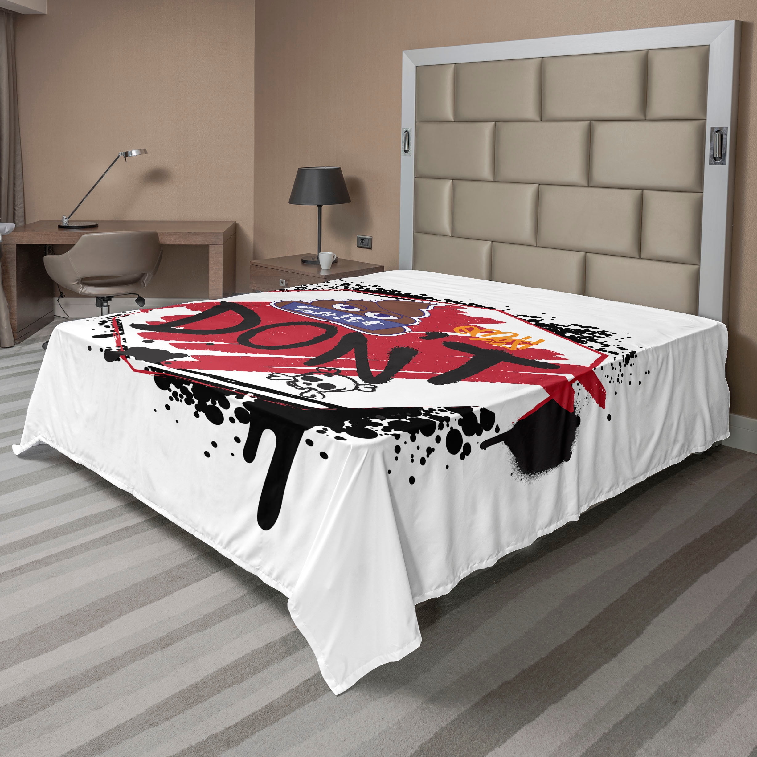 Ambesonne Emoji Flat Sheet, Graffiti Poo with Attitude, California King ...