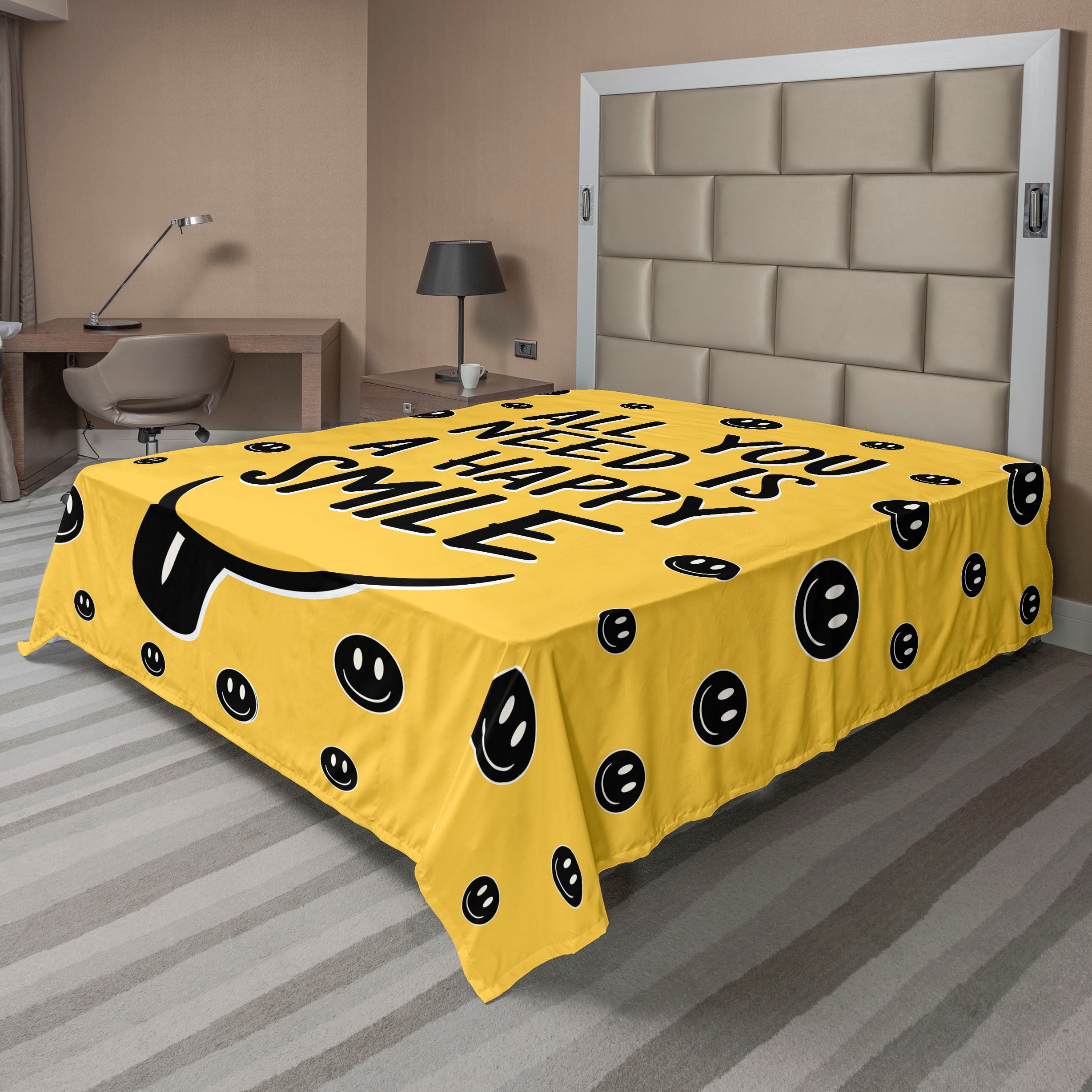 Ambesonne Emoji Flat Sheet, Modern Saying with Funny Face, California ...