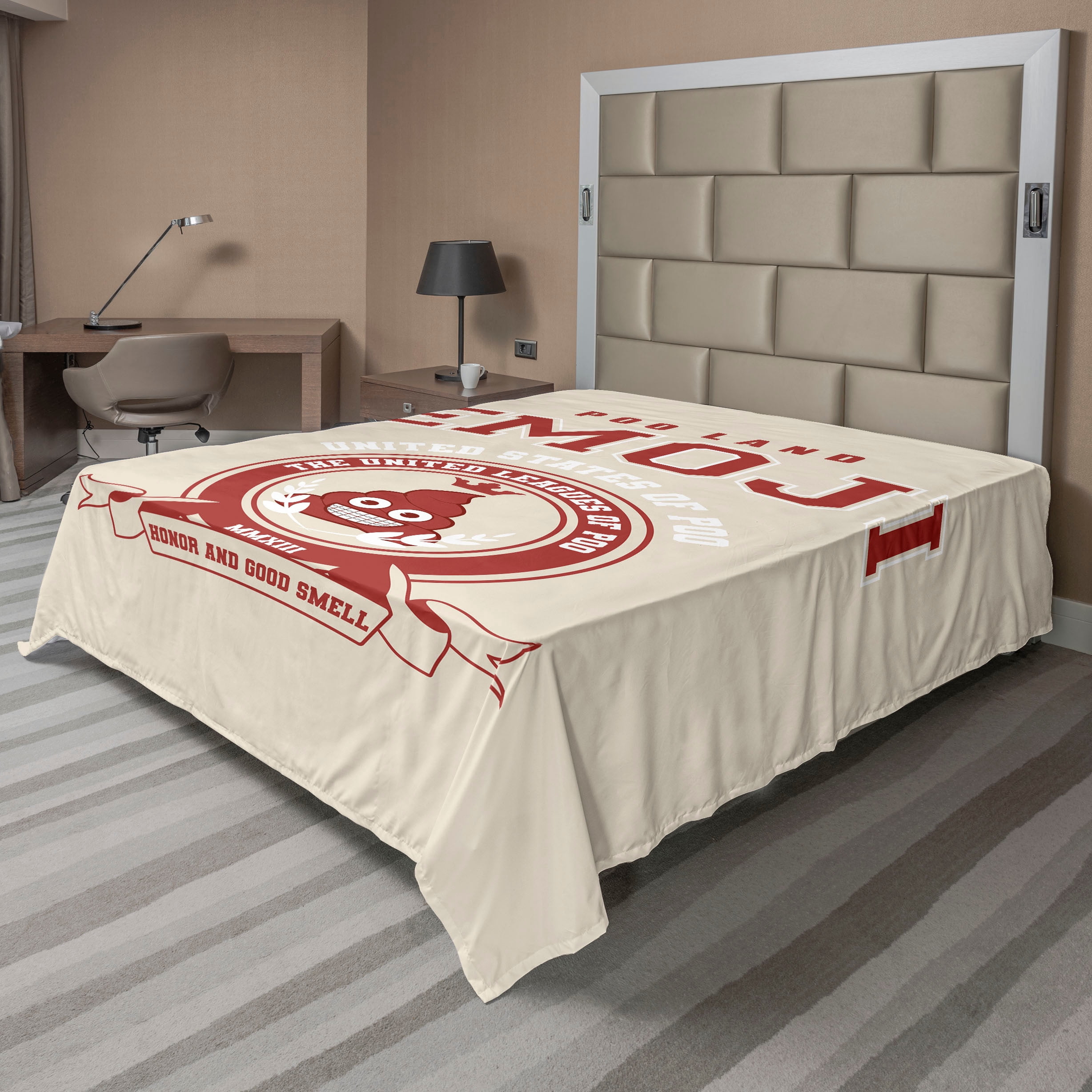 Ambesonne Emoji Flat Sheet, Poo Land Joke Funny Meme Art, Queen Size ...