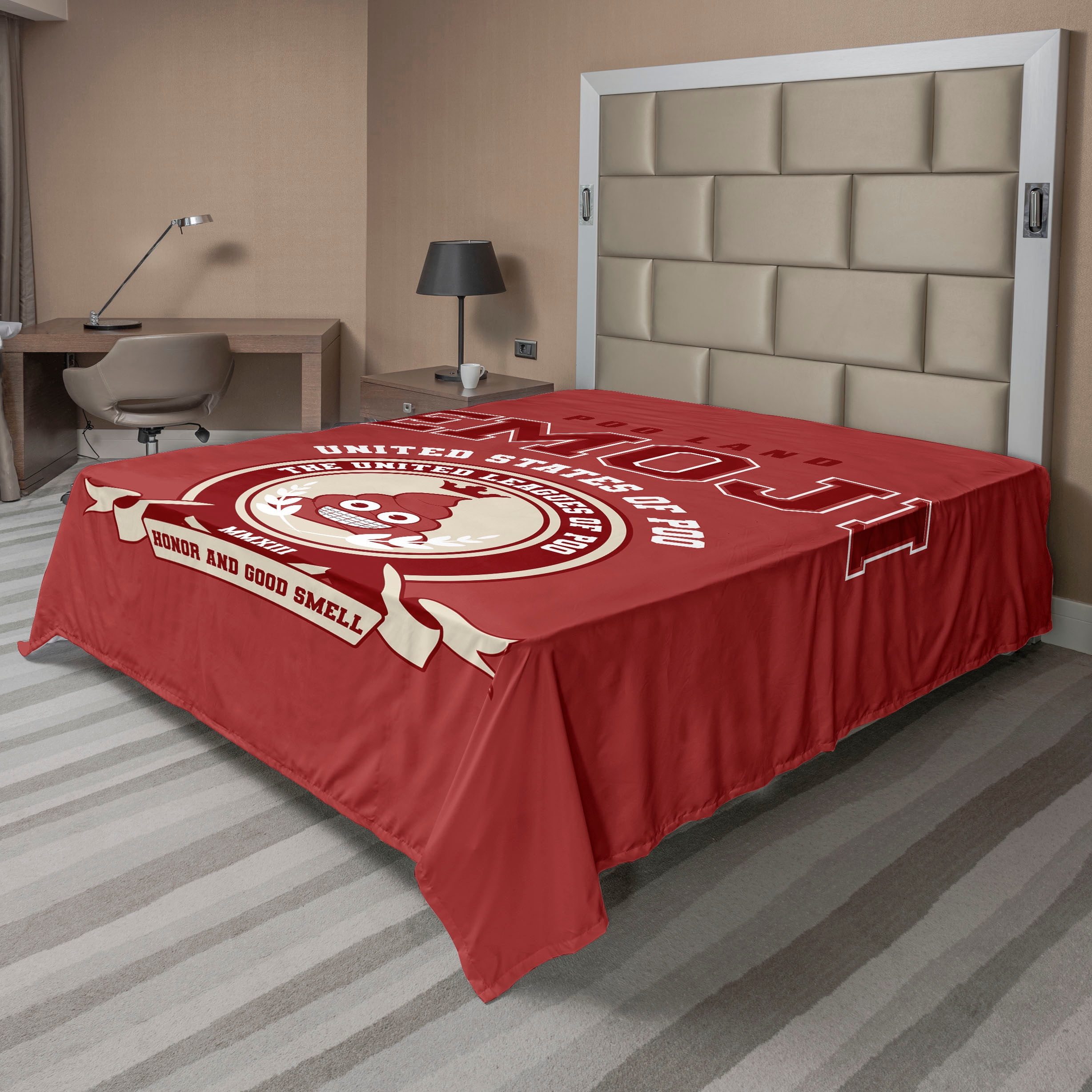 Ambesonne Emoji Flat Sheet, United States of Poo Meme Art, Queen Size ...