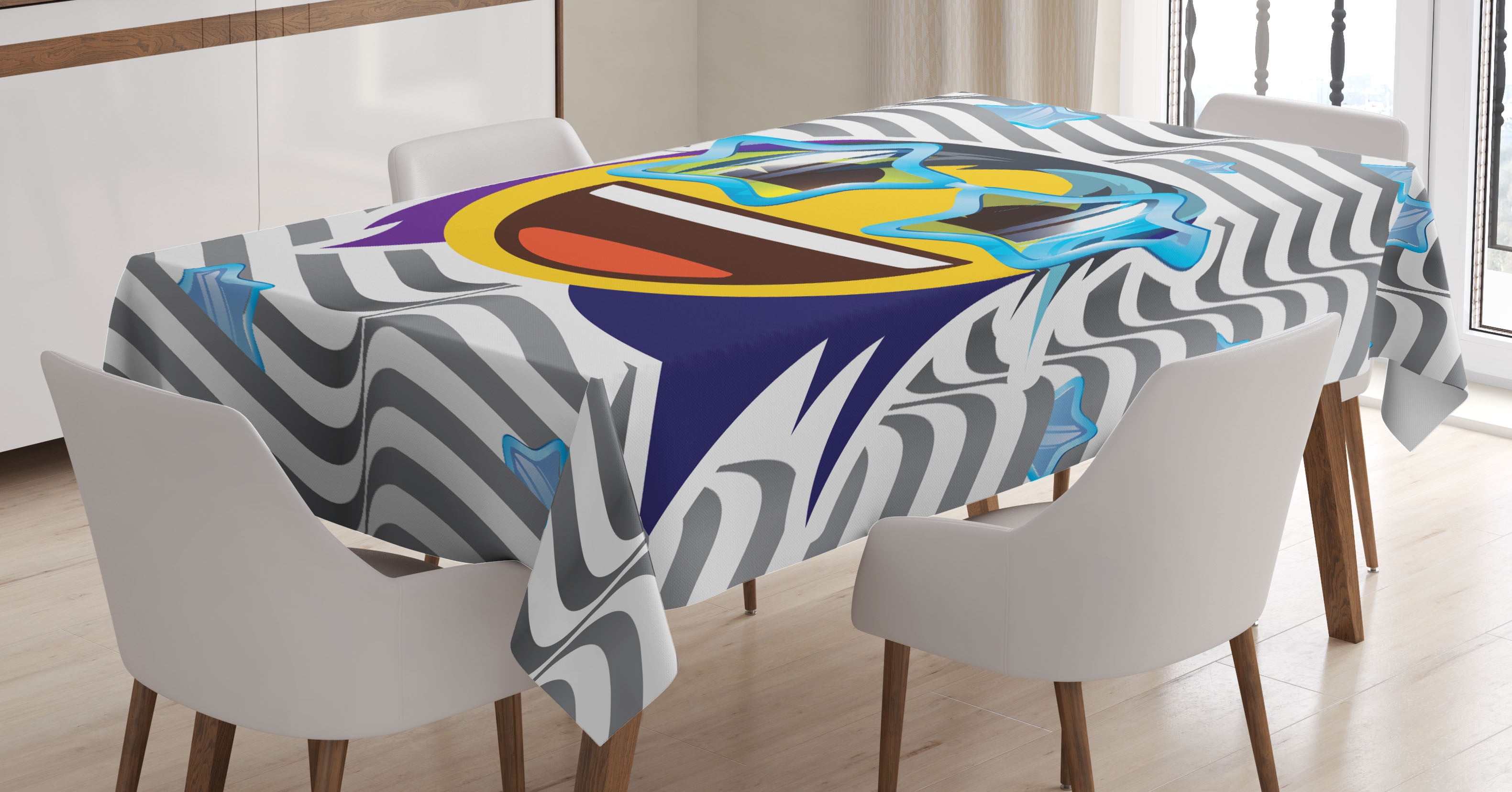 Ambesonne Emoji Party Tablecloth Rectangular Table Cover, Laughing Face ...