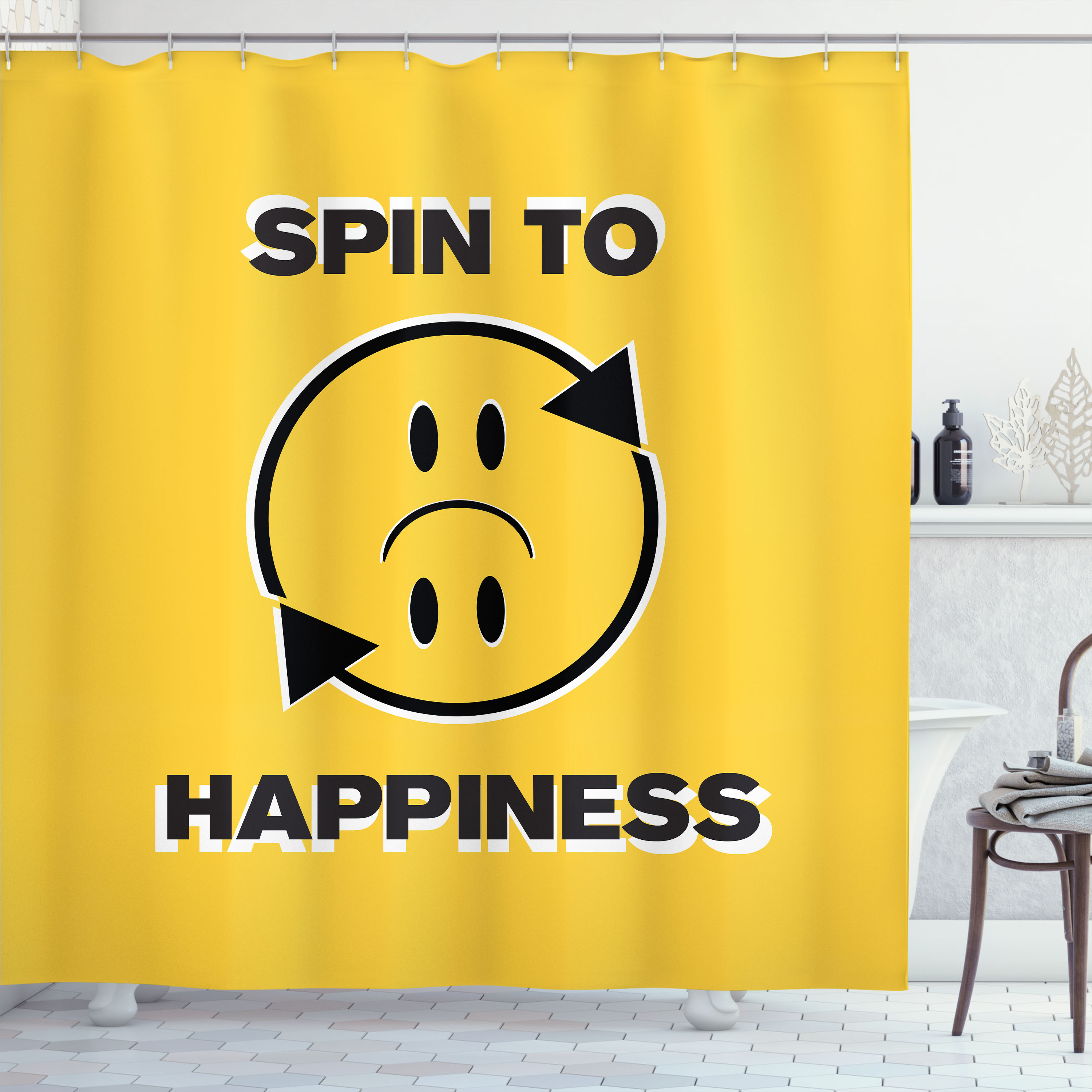 Ambesonne Emoji Shower Curtain, Modern Happy and Sad Face Art, 69"Wx75 ...