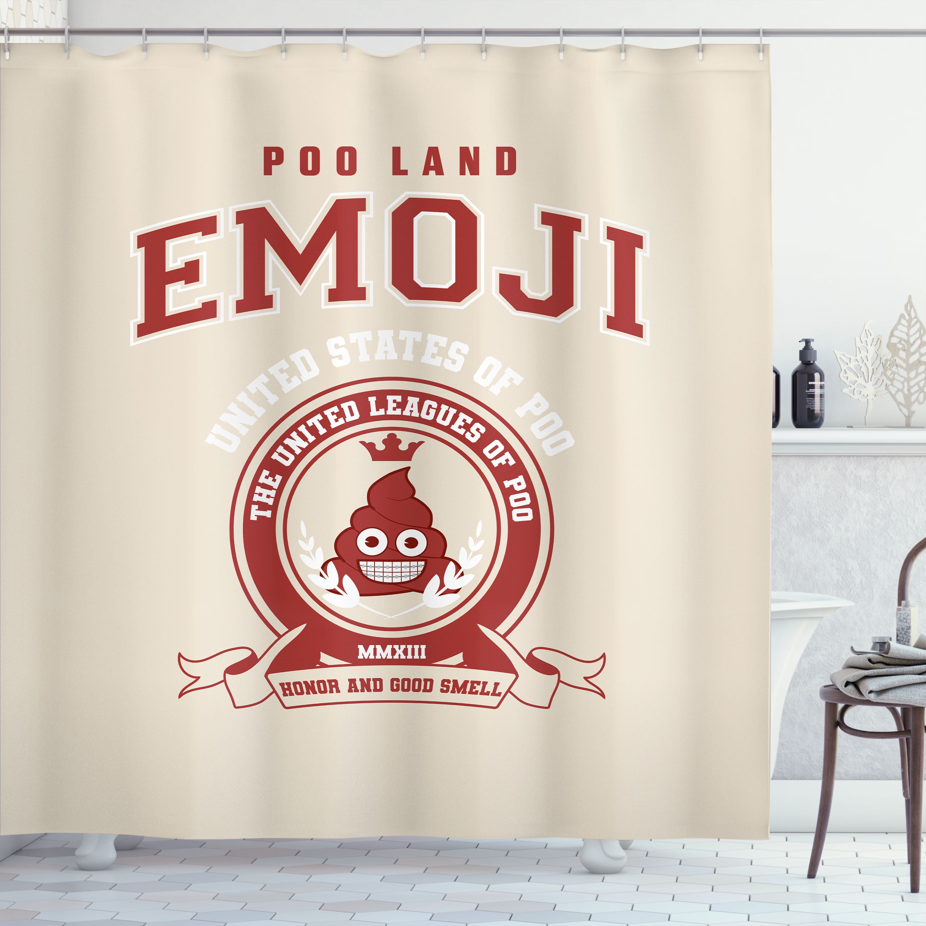 Ambesonne Emoji Shower Curtain, Poo Land Joke Funny Meme Art, 69"Wx70"L ...