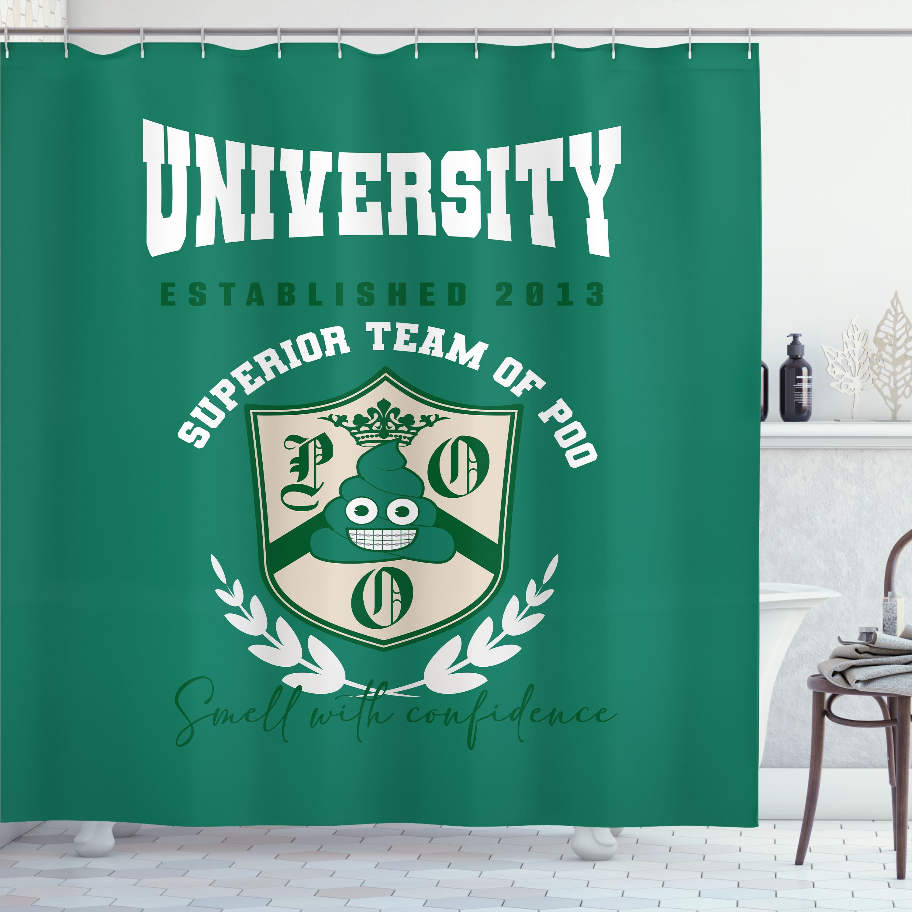 Ambesonne Emoji Shower Curtain, University Team of Poo Joke, 69"Wx70"L ...