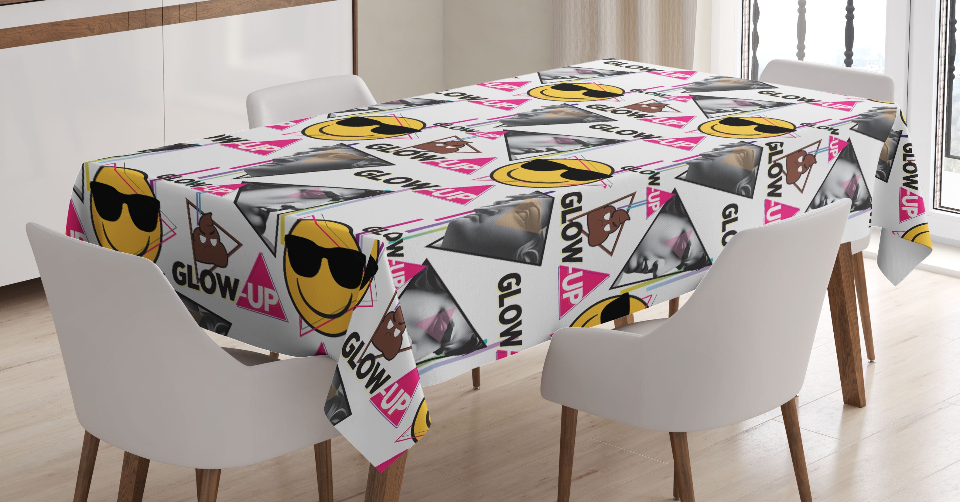 Ambesonne Emoji Tablecloth Rectangular Table Cover, Contemporary ...