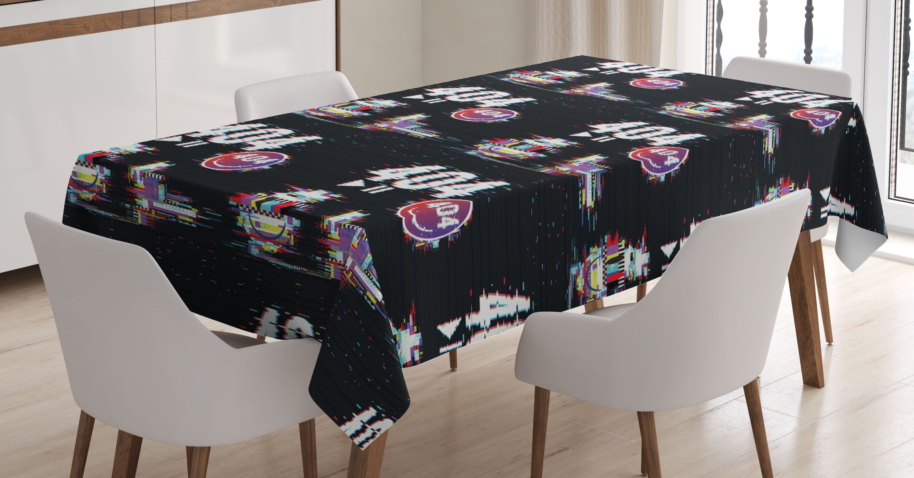 Ambesonne Emoji Tablecloth Rectangular Table Cover, Digital Themed ...