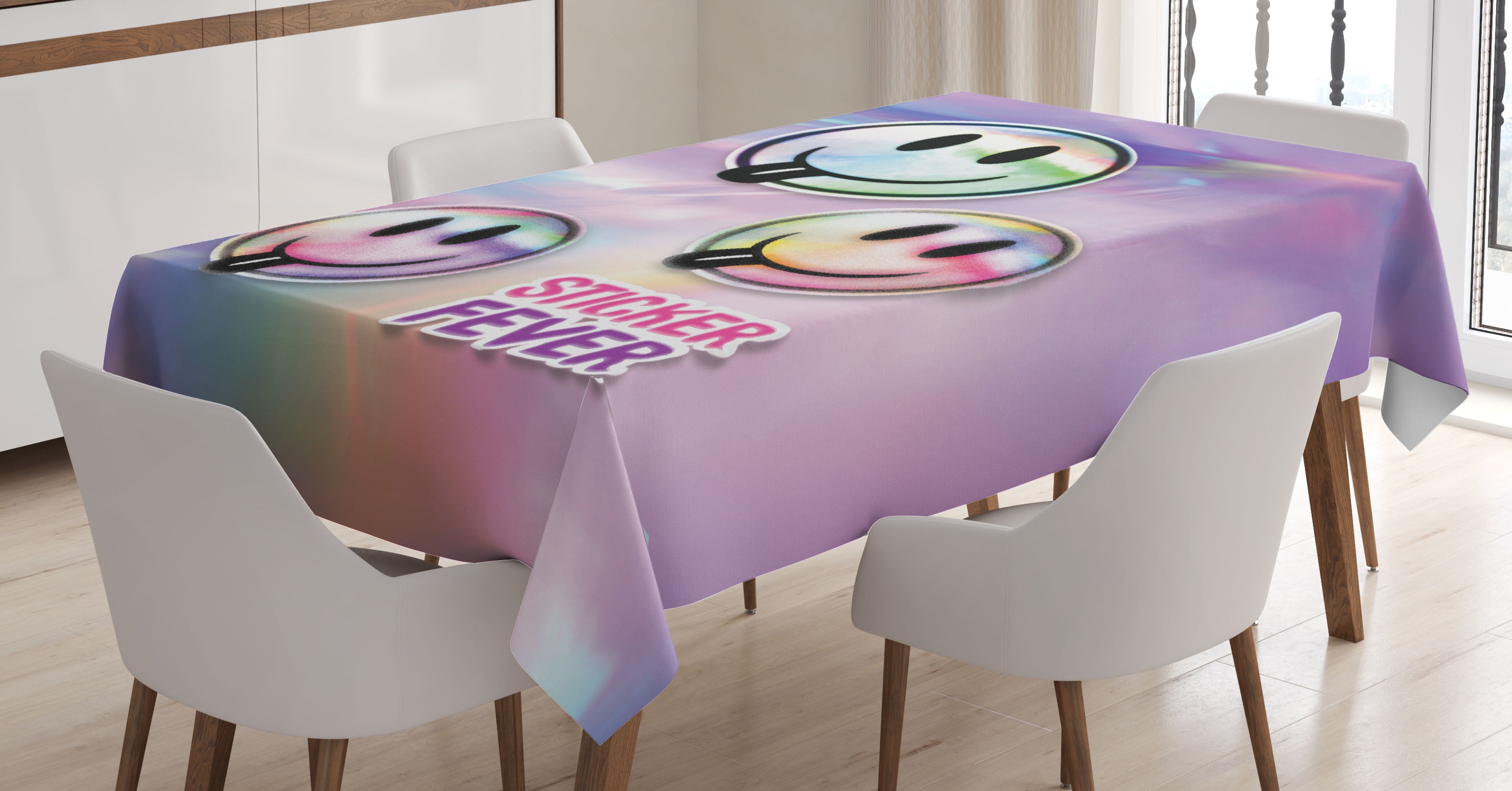 Ambesonne Emoji Tablecloth Rectangular Table Cover, Dreamy Colors ...