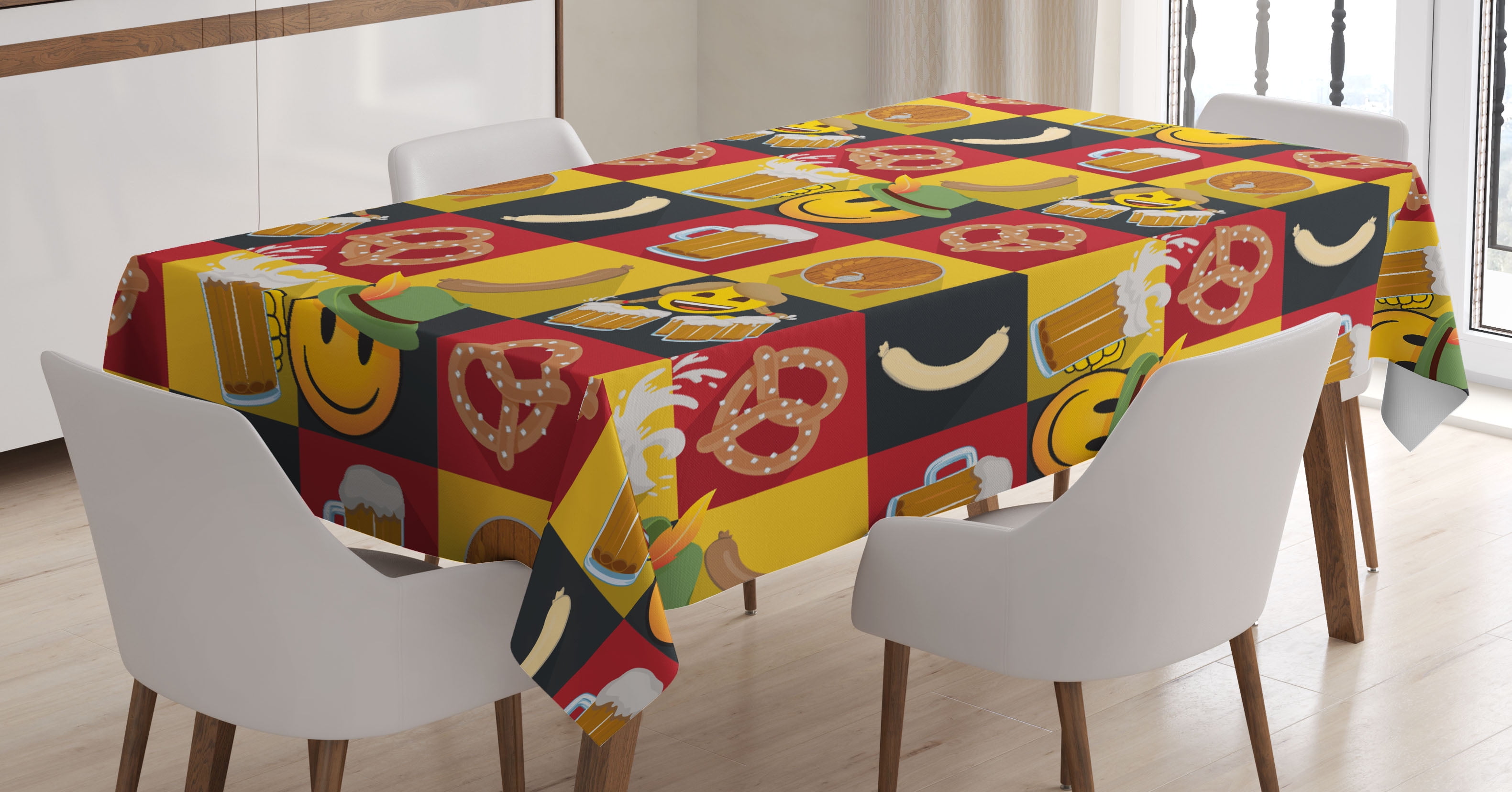 Ambesonne Emoji Tablecloth Rectangular Table Cover, Pop Art German Beer ...