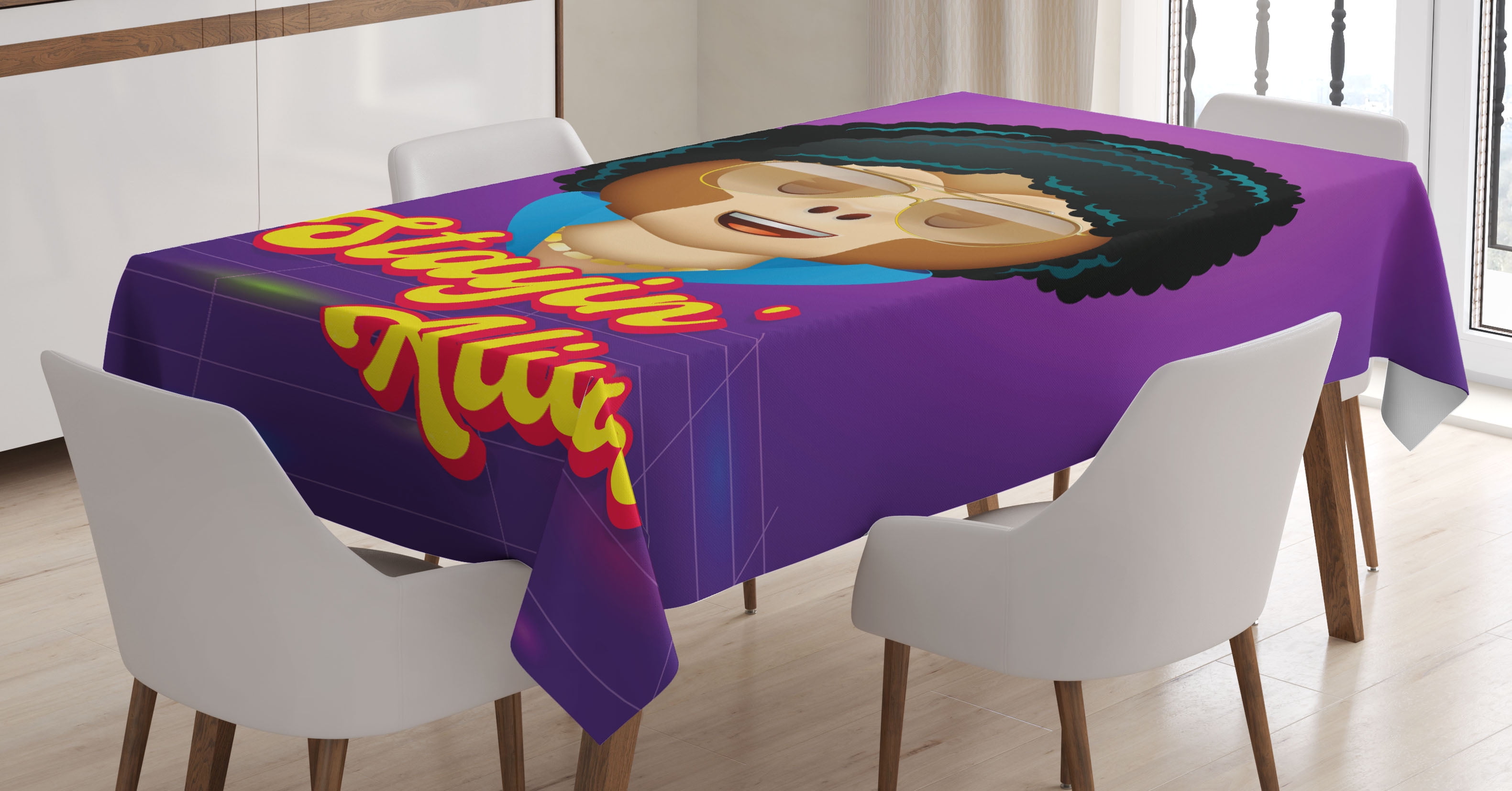 Ambesonne Emoji Tablecloth Rectangular Table Cover, Staying Alive Disco ...