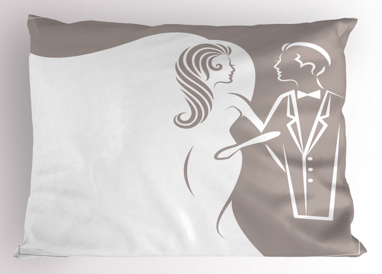 Ambesonne Engagement Pillow Sham, Wedding Invitation, 26" X 20", Taupe ...