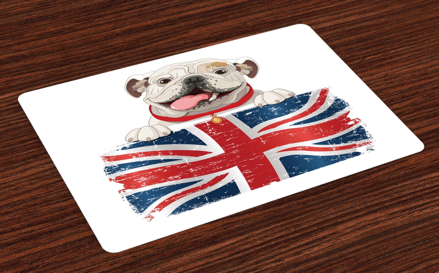 Ambesonne English Bulldog Place Mats Set of 4, British Dog, Standard ...