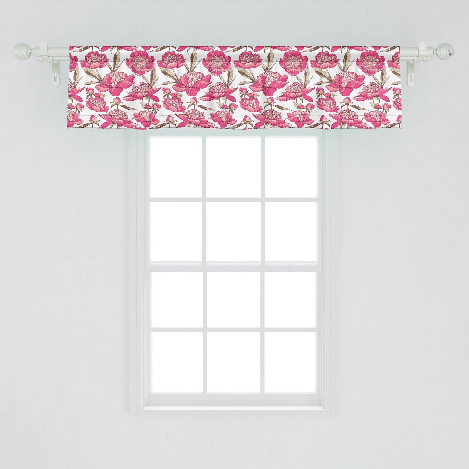 Ambesonne English Garden Window Valance, Vintage Design with Peony ...