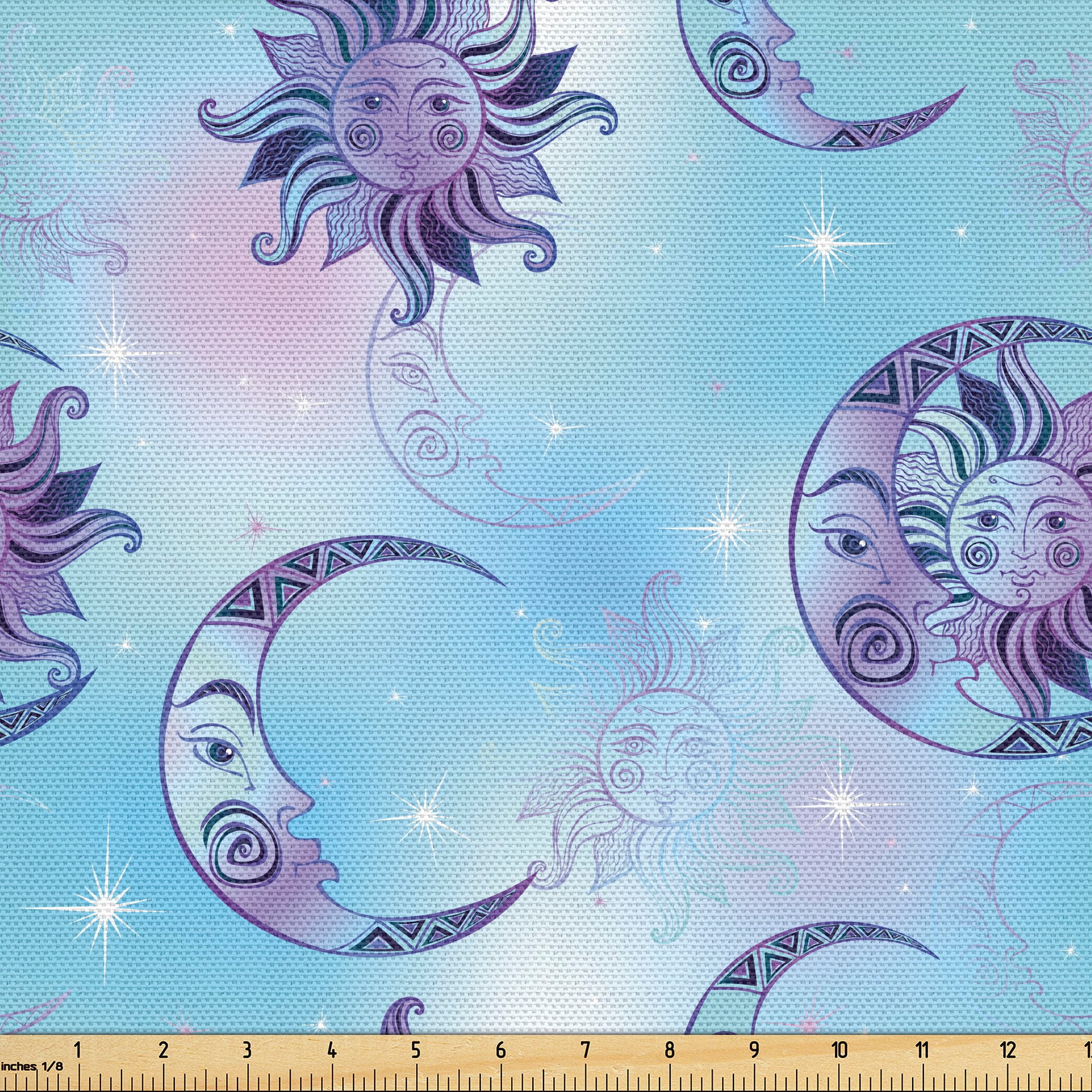 Ambesonne Esoteric Fabric by the Yard Upholstery, Celestial Sun and ...