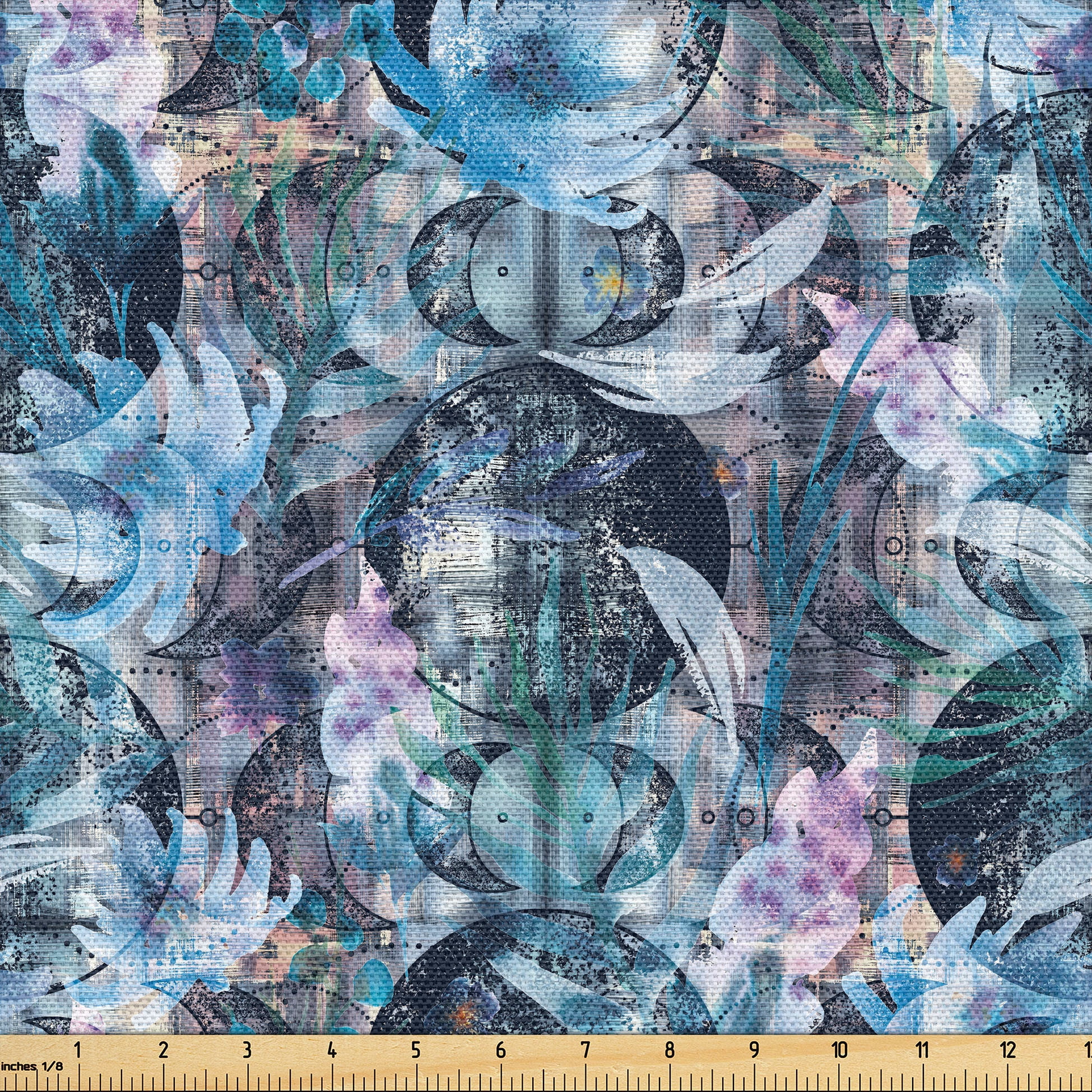 Ambesonne Esoteric Fabric by the Yard Upholstery, Weathered Look Moon ...