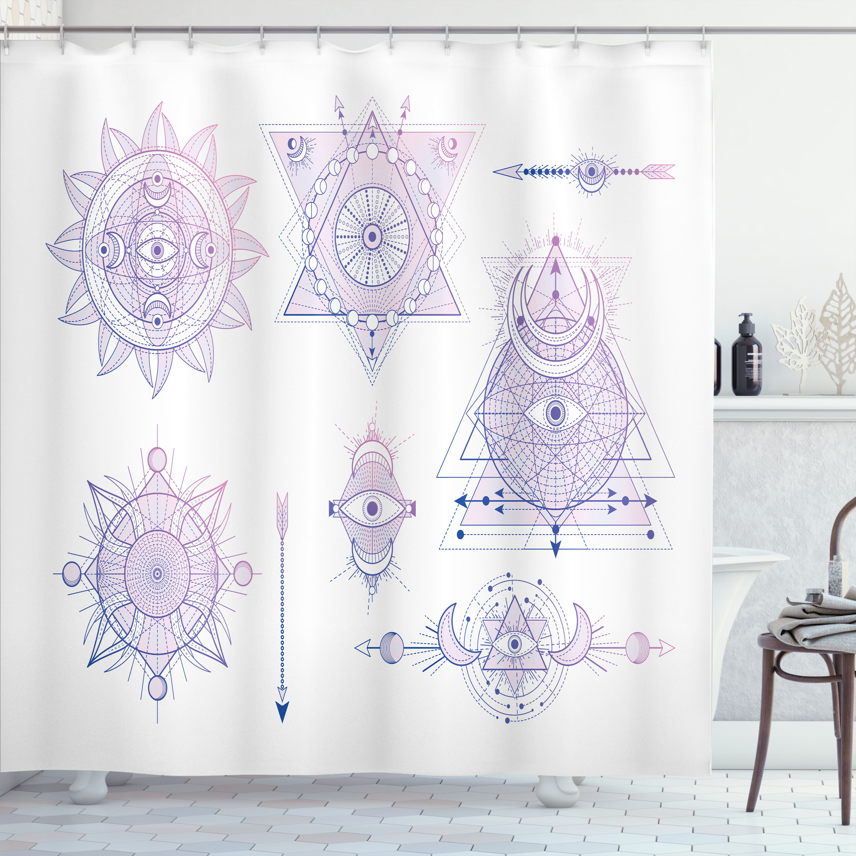 Ambesonne Esoteric Shower Curtain, Moon Eyes Arrow Print Art, 69"Wx84"L ...