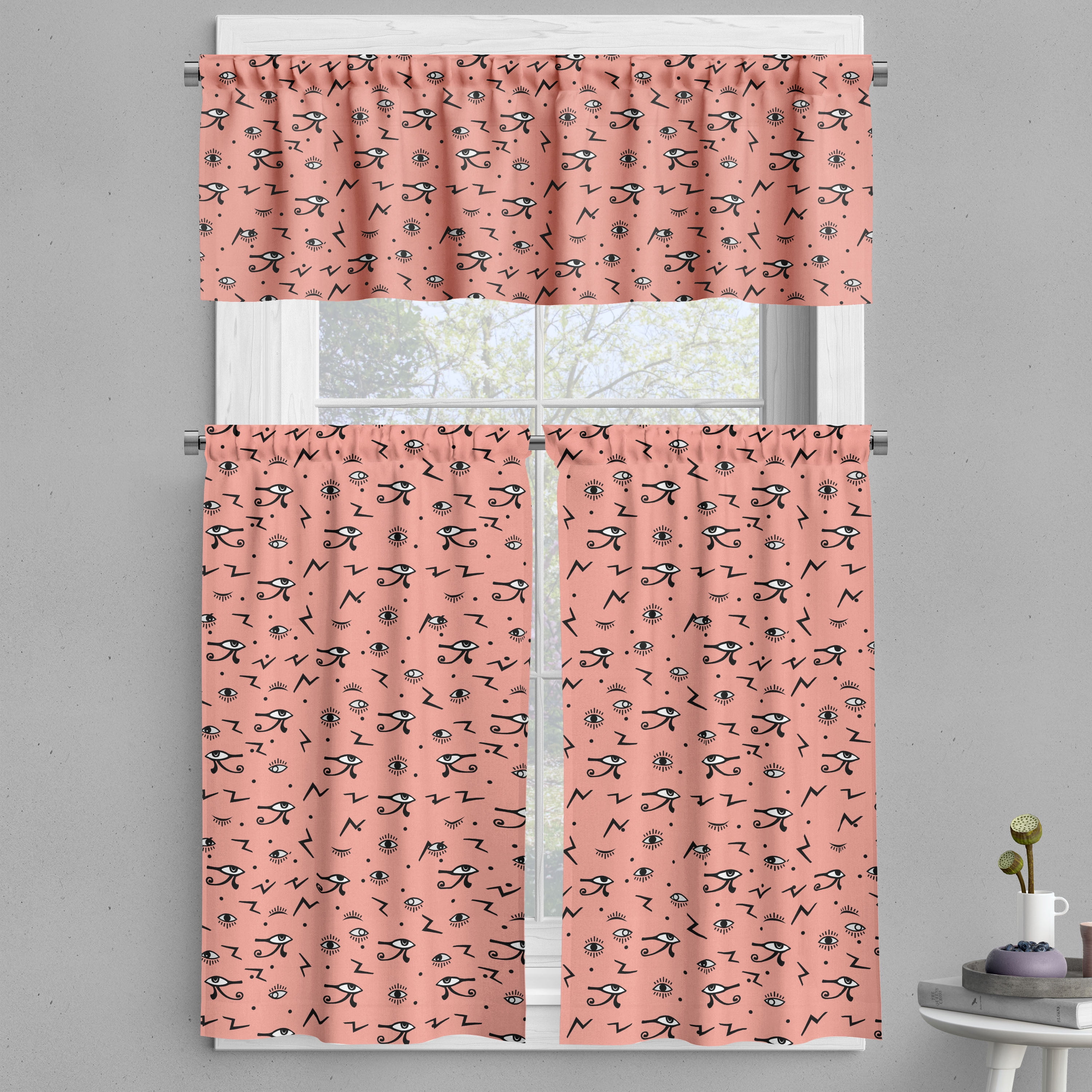 Ambesonne Esoteric Valance & Curtain, Psychedelic Eyes Drawing, 55"x24 ...