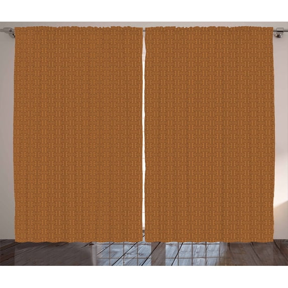 Ambesonne Ethnic Curtains 2 Panel Set, Indonesian Grid, 108" x 96 ...