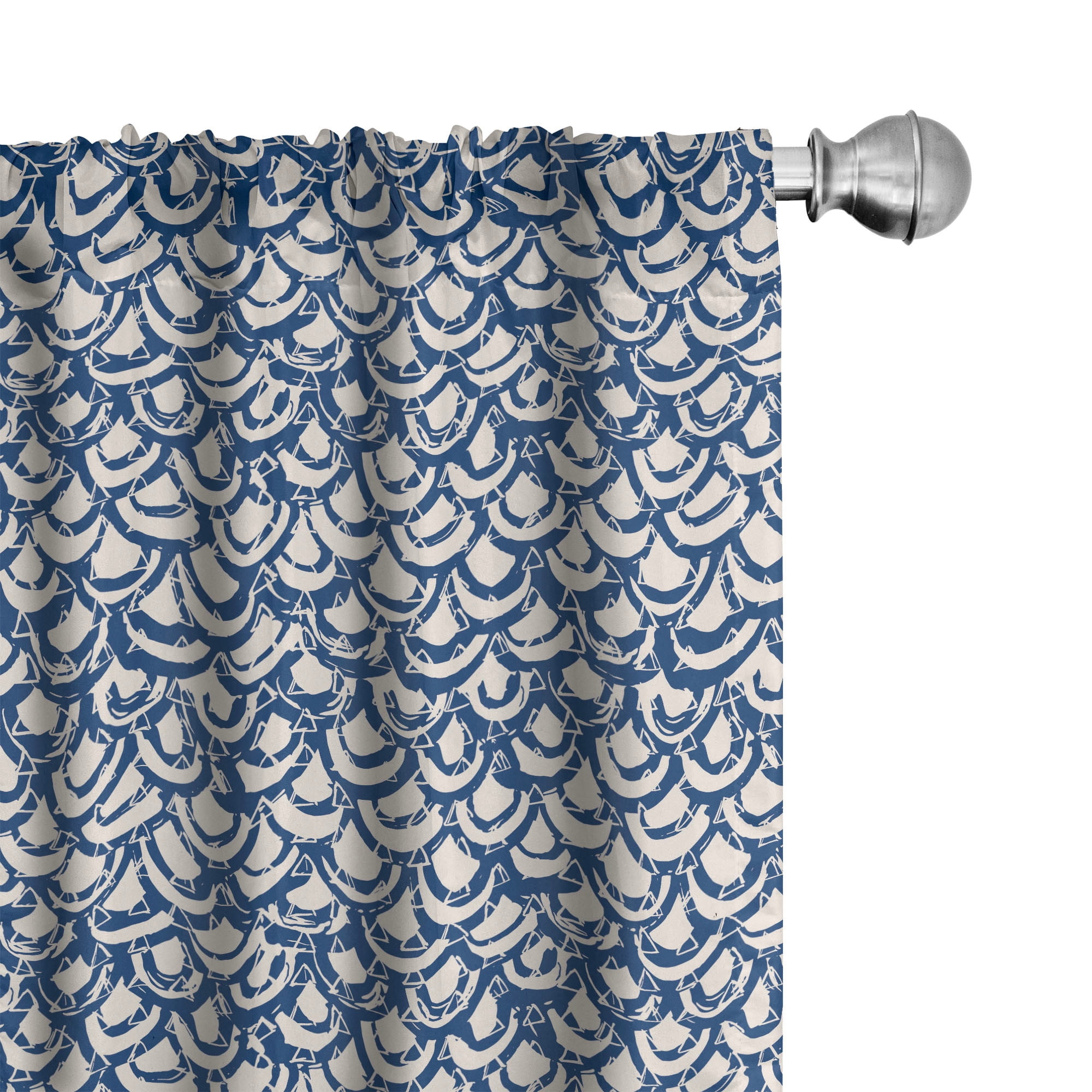 Ambesonne Ethnic Curtains, Indonesian Batik Tile, Pair of 28"x84", Navy ...
