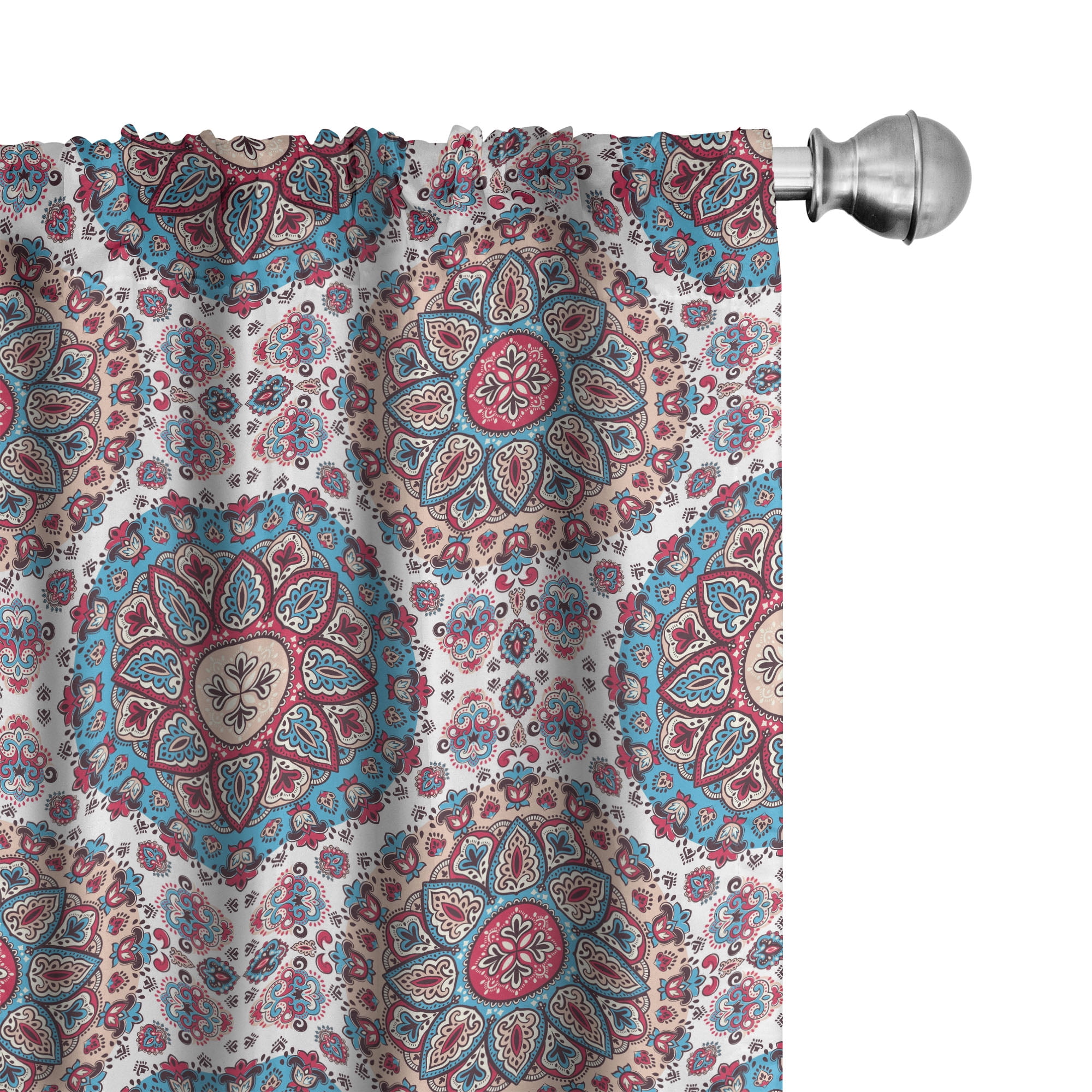 Ambesonne Ethnic Curtains, Oriental Style Floral Retro, Pair of 28"x95 ...