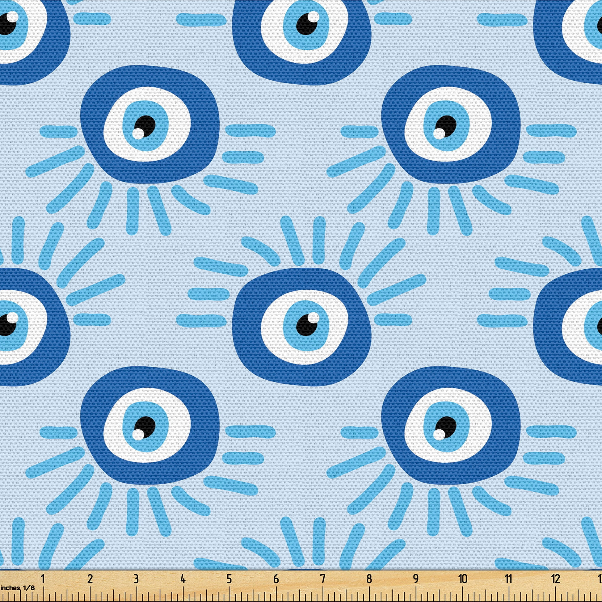 Ambesonne Ethnic Fabric by the Yard, Evil Eye Bead Symbols Art, 2 Yards ...