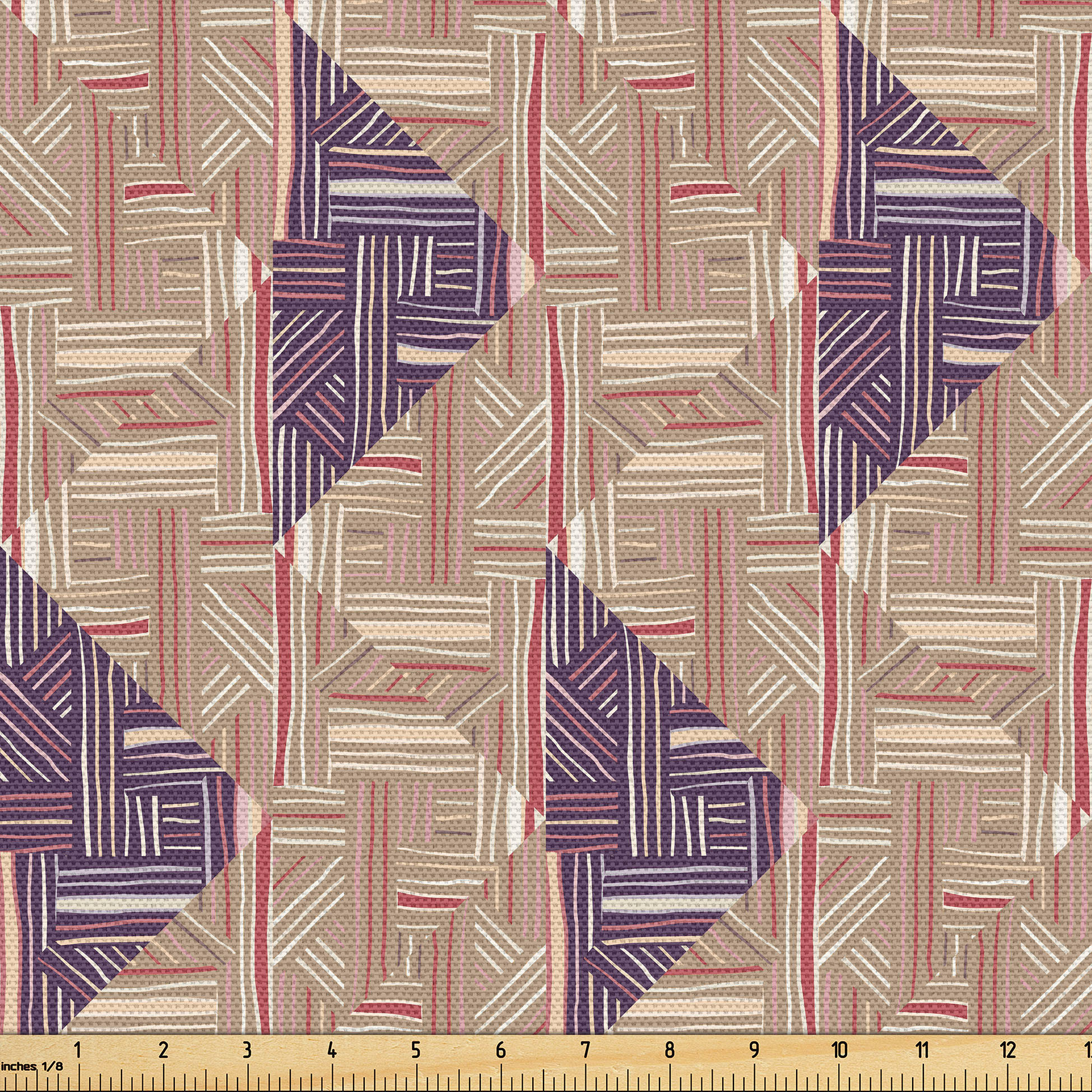 Ambesonne Ethnic Fabric by the Yard, Traditional Triangle Stripes, 3 ...