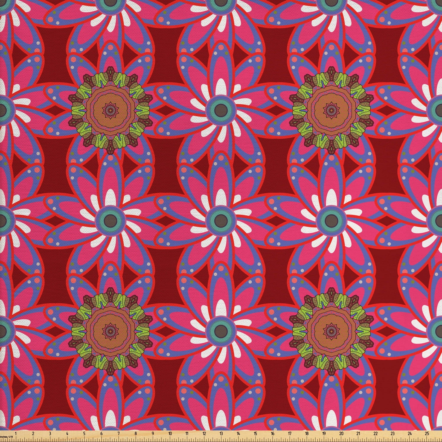 Ambesonne Ethnic Fabric by the Yard Upholstery, Persian Motley Flowers ...