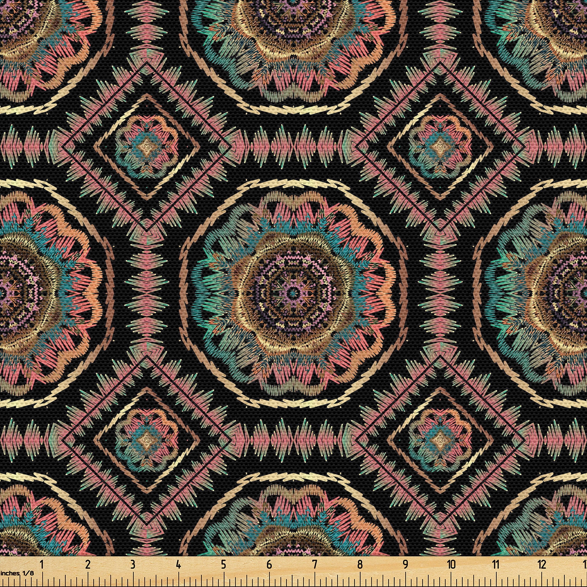 Ambesonne Ethnic Fabric by the Yard Upholstery, Traditional Chevron ...