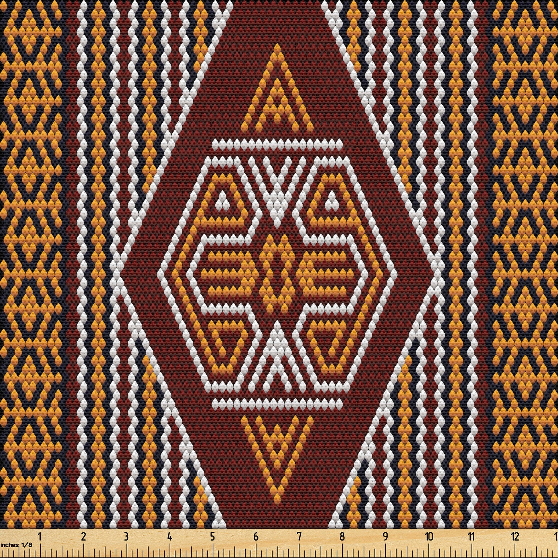 Ambesonne Ethnic Fabric by the Yard Upholstery, Traditional Lines ...