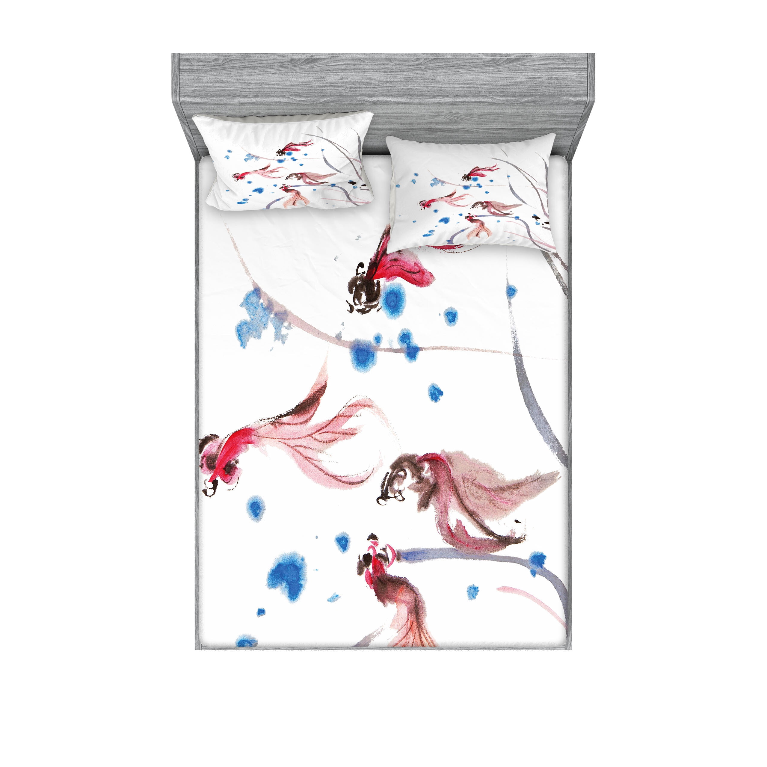 Ambesonne Ethnic Fitted Sheet & Pillow Sham Set, Traditional Ink ...