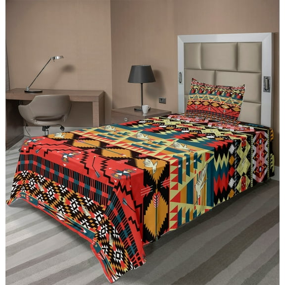 Ambesonne Turquoise Fitted & Top Sheet Set with Shams, Modern Spring ...