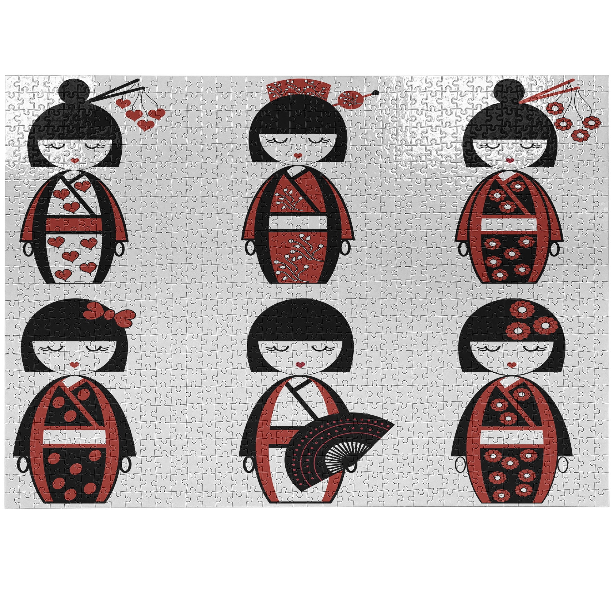 Ambesonne Ethnic Jigsaw Puzzle, Geisha Dolls Folkloric, Heirloom ...