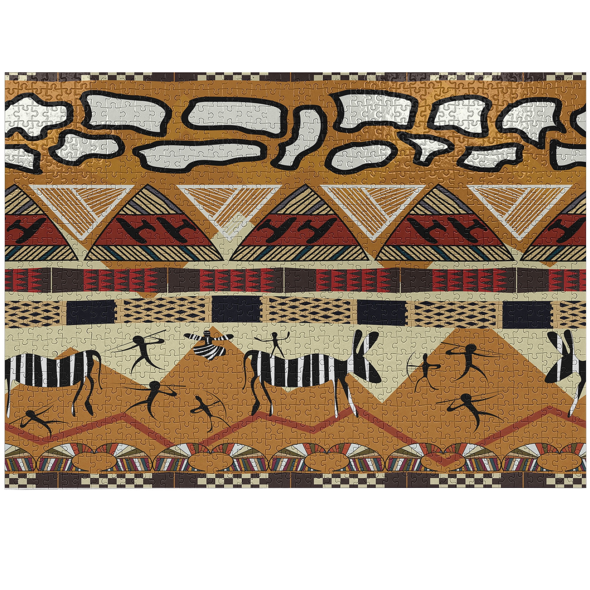 Ambesonne Ethnic Jigsaw Puzzle, Hunt Zebra Tribe Ethnic, Heirloom ...