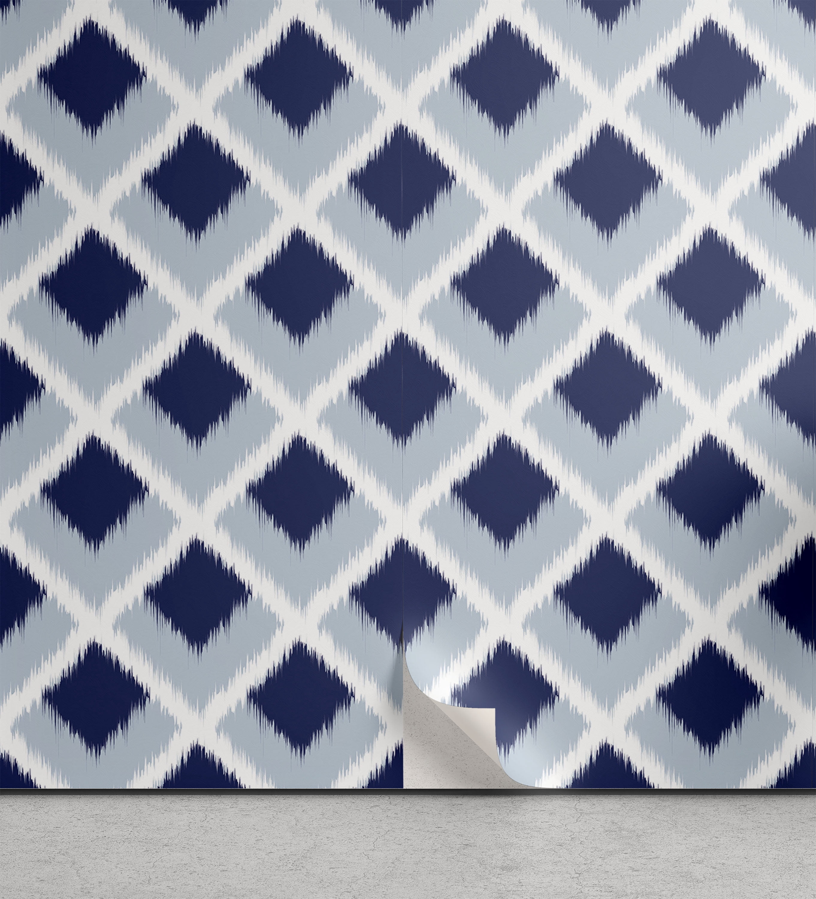 Ambesonne Ethnic Peel & Stick Wallpaper for Home, Blue Toned Ikat ...