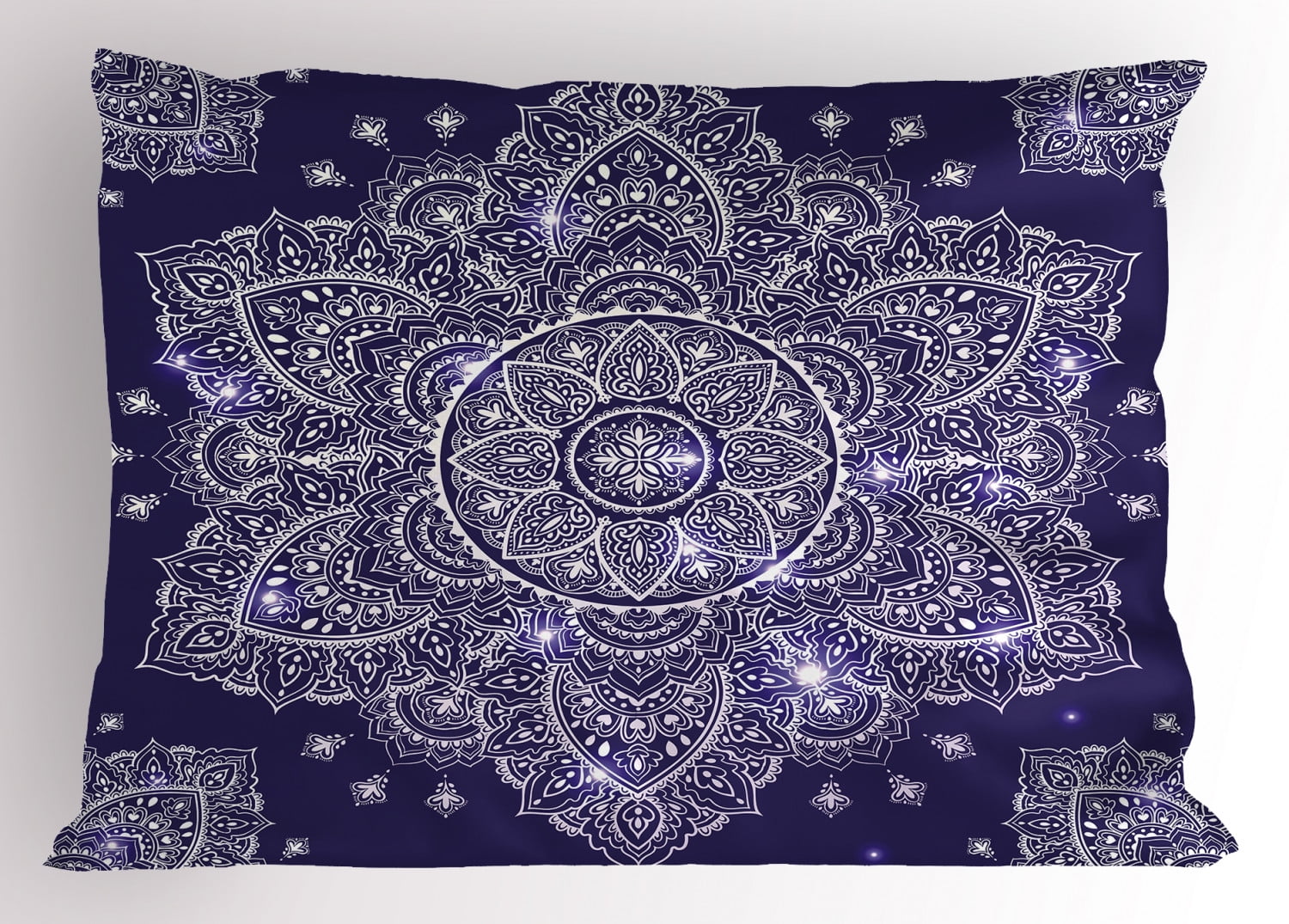 Ambesonne Ethnic Pillow Sham, Floral Round Retro Ornament, 26" X 20 ...