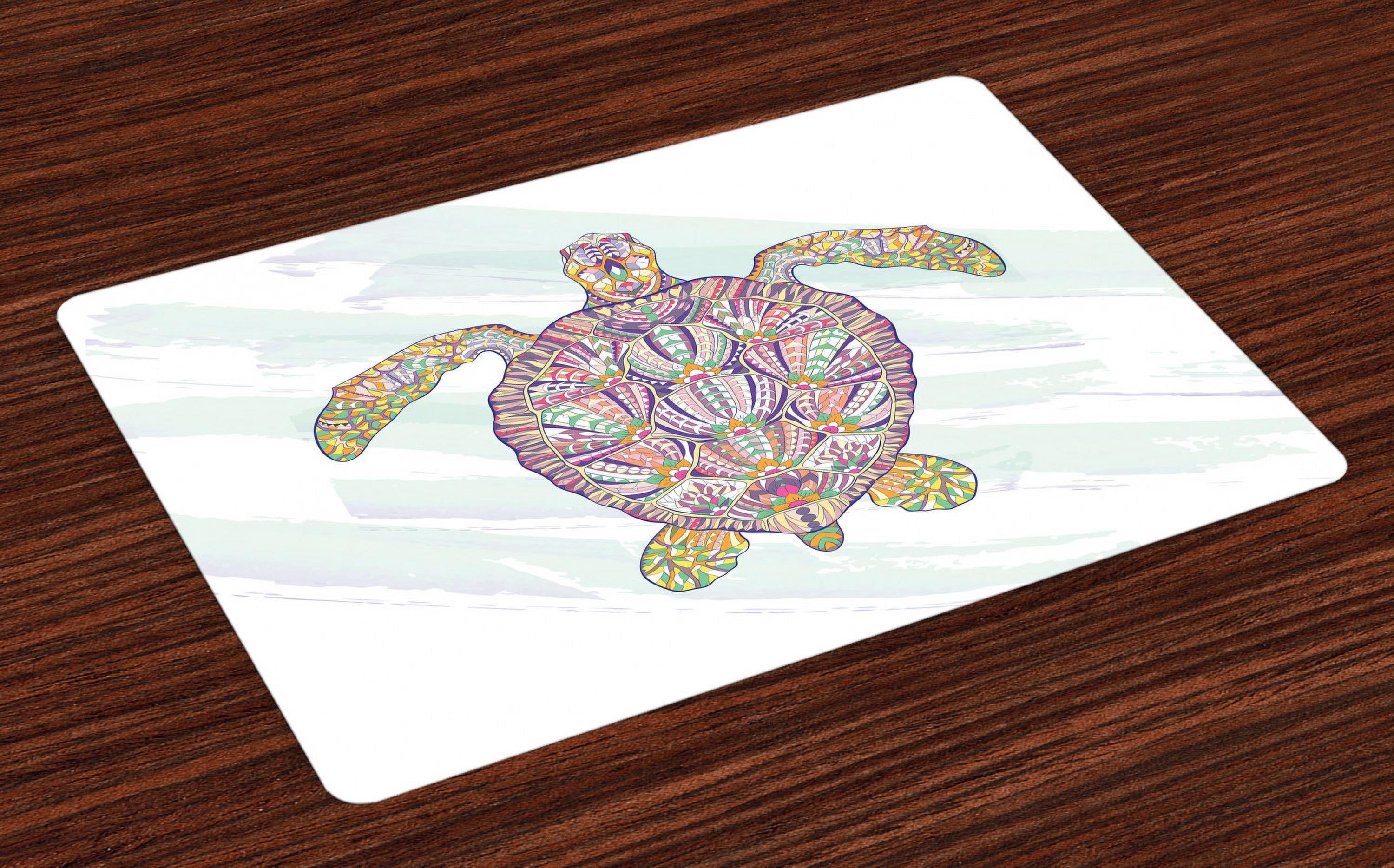 Ambesonne Ethnic Place Mats Set of 4, Shell of a Turtle, Standard Size ...