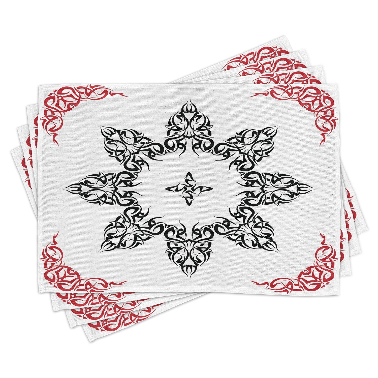 Ambesonne Ethnic Place Mats Set of 4, Tattoo Circular Vector, Standard ...