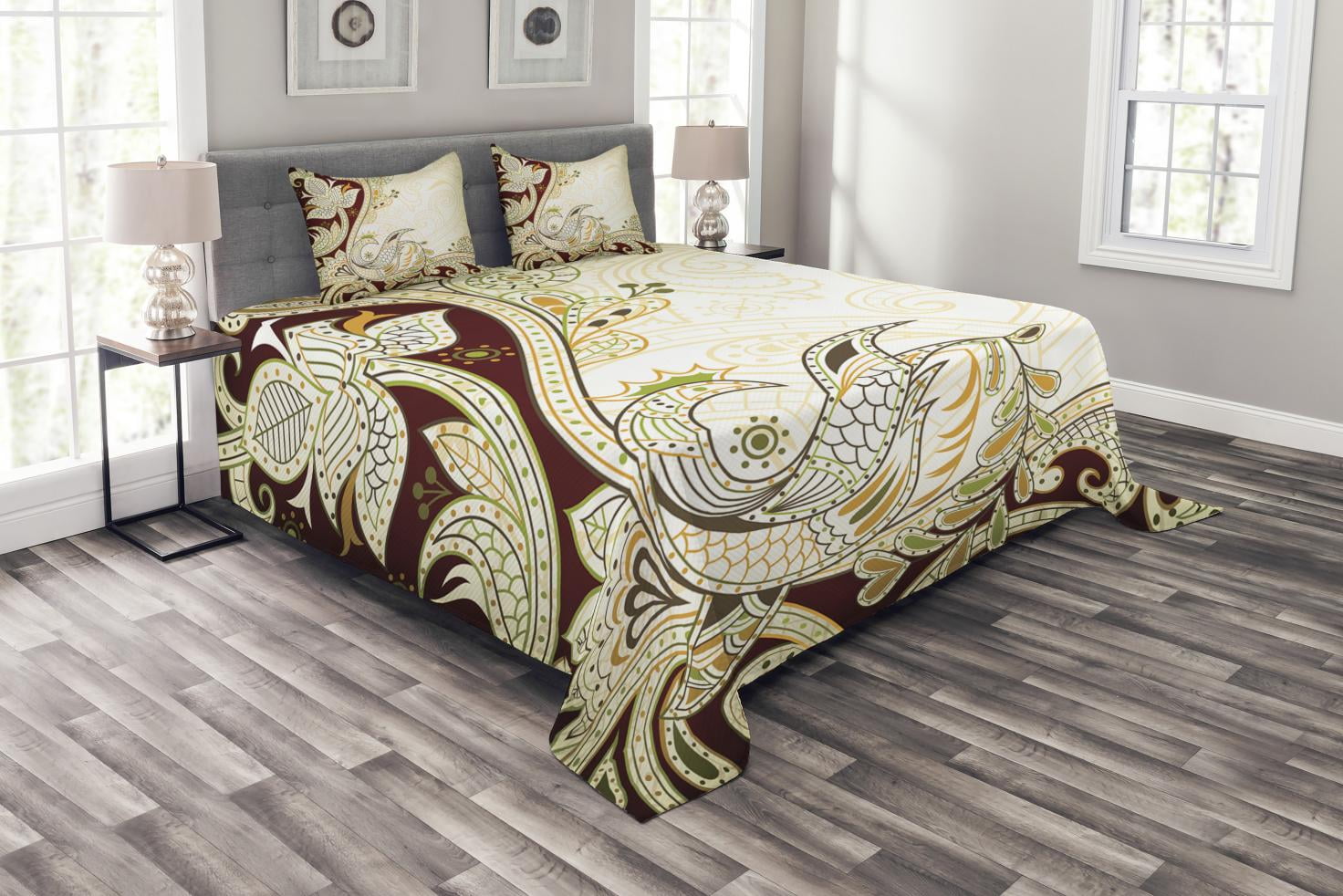 Ambesonne Ethnic Quilted Bedspread Set 3 Pcs, Oriental Middle Eastern ...