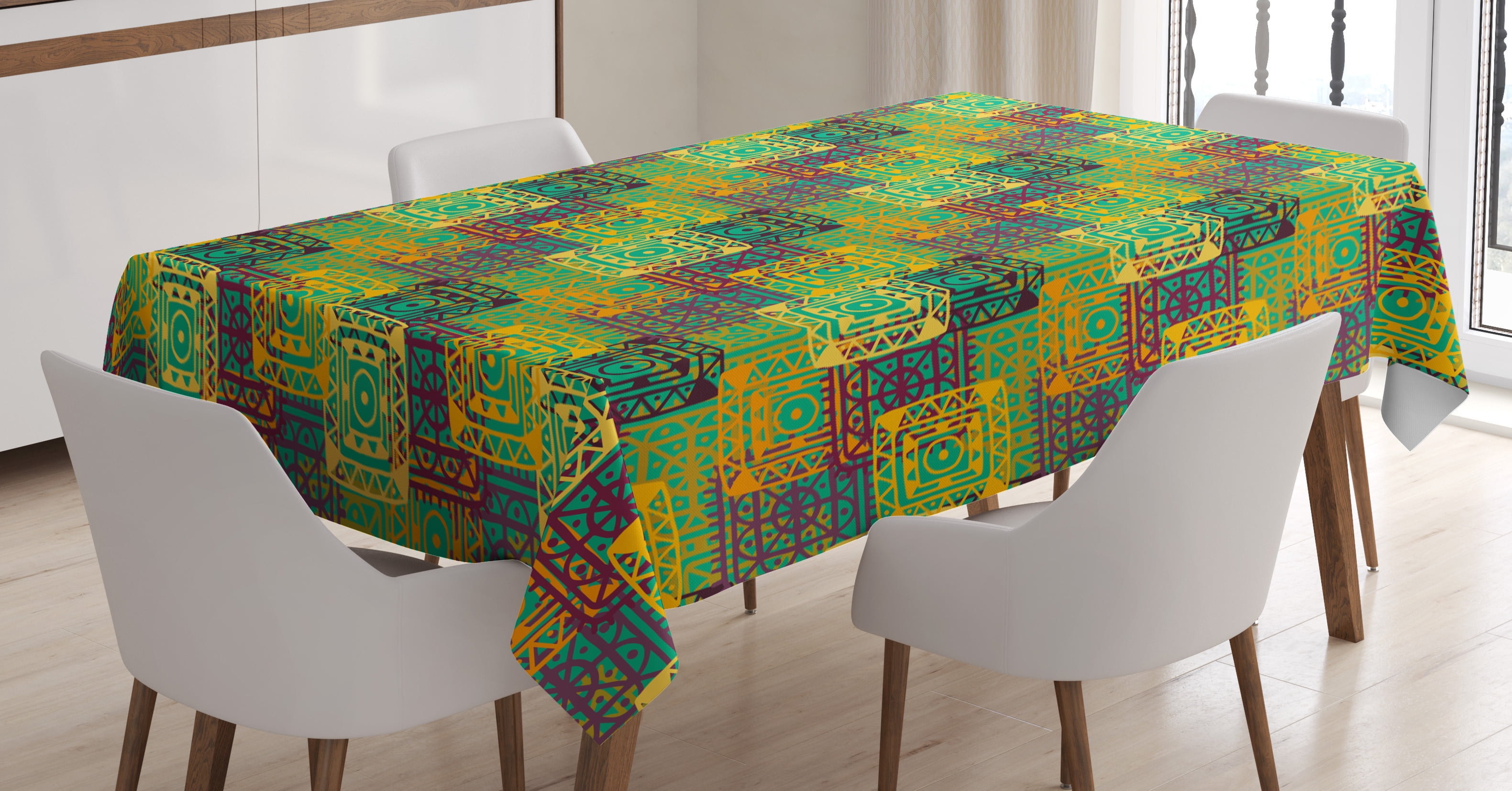 Ambesonne Ethnic Tablecloth Rectangular Table Cover, Folk Native, 52 ...