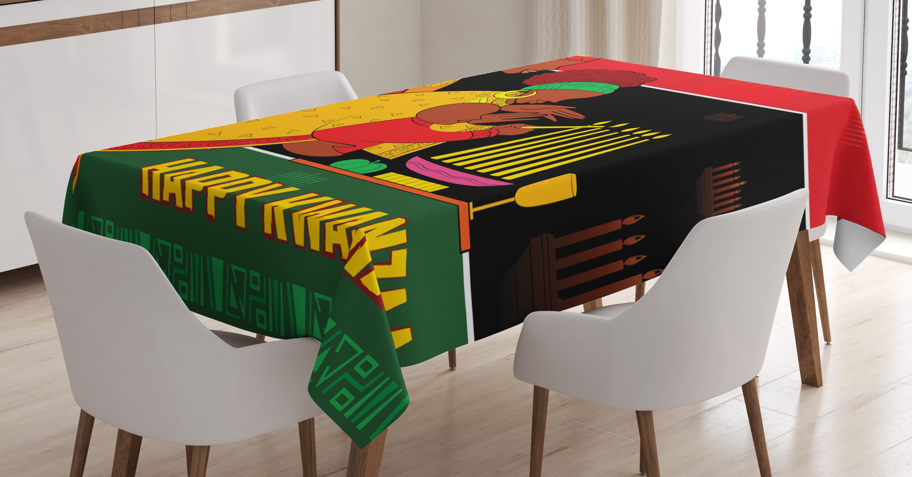 Ambesonne Ethnic Tablecloth Rectangular Table Cover, Happy Kwanzaa ...