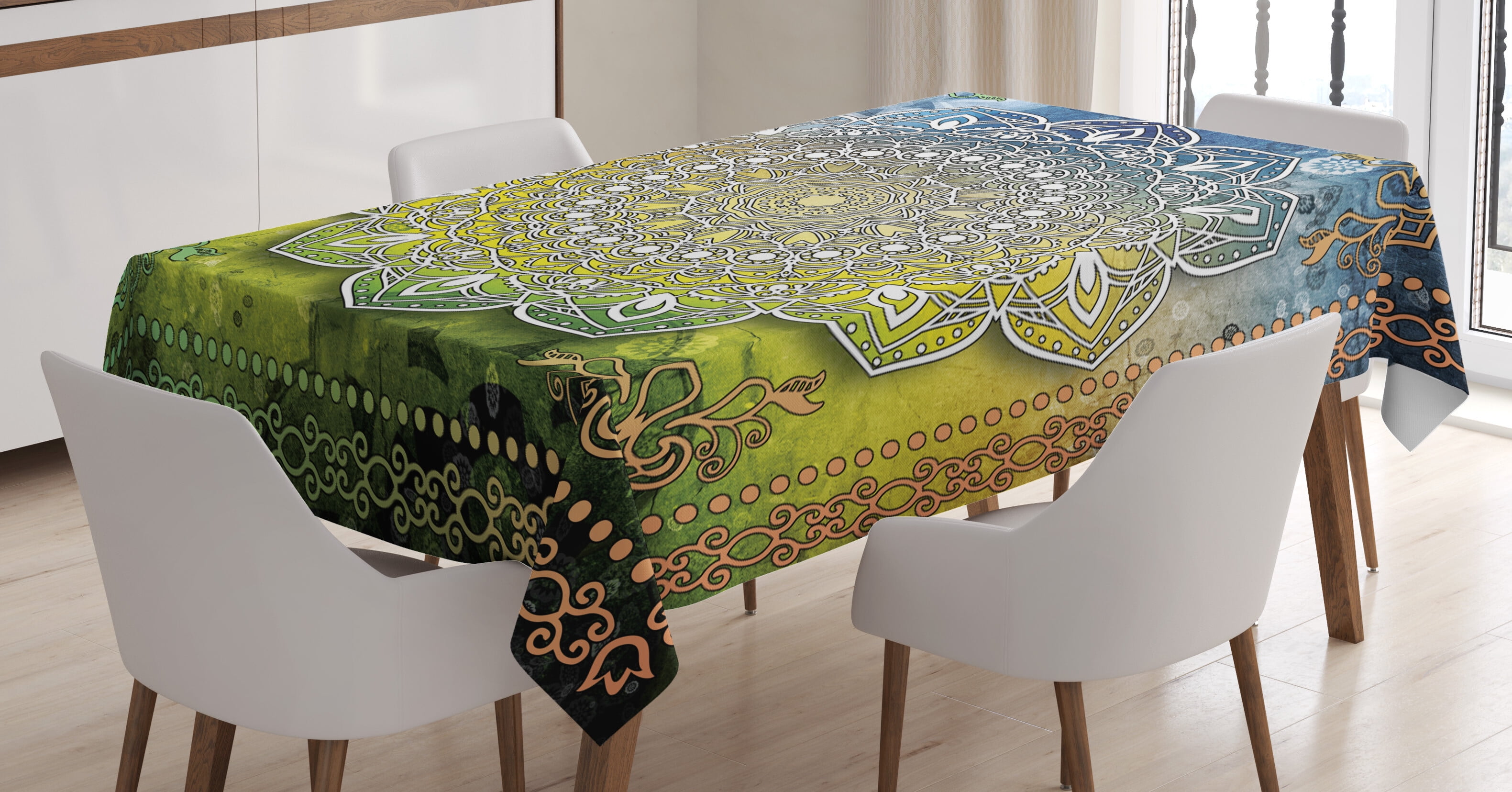 Ambesonne Ethnic Tablecloth Rectangular Table Cover, Mandala Boho, 60 ...