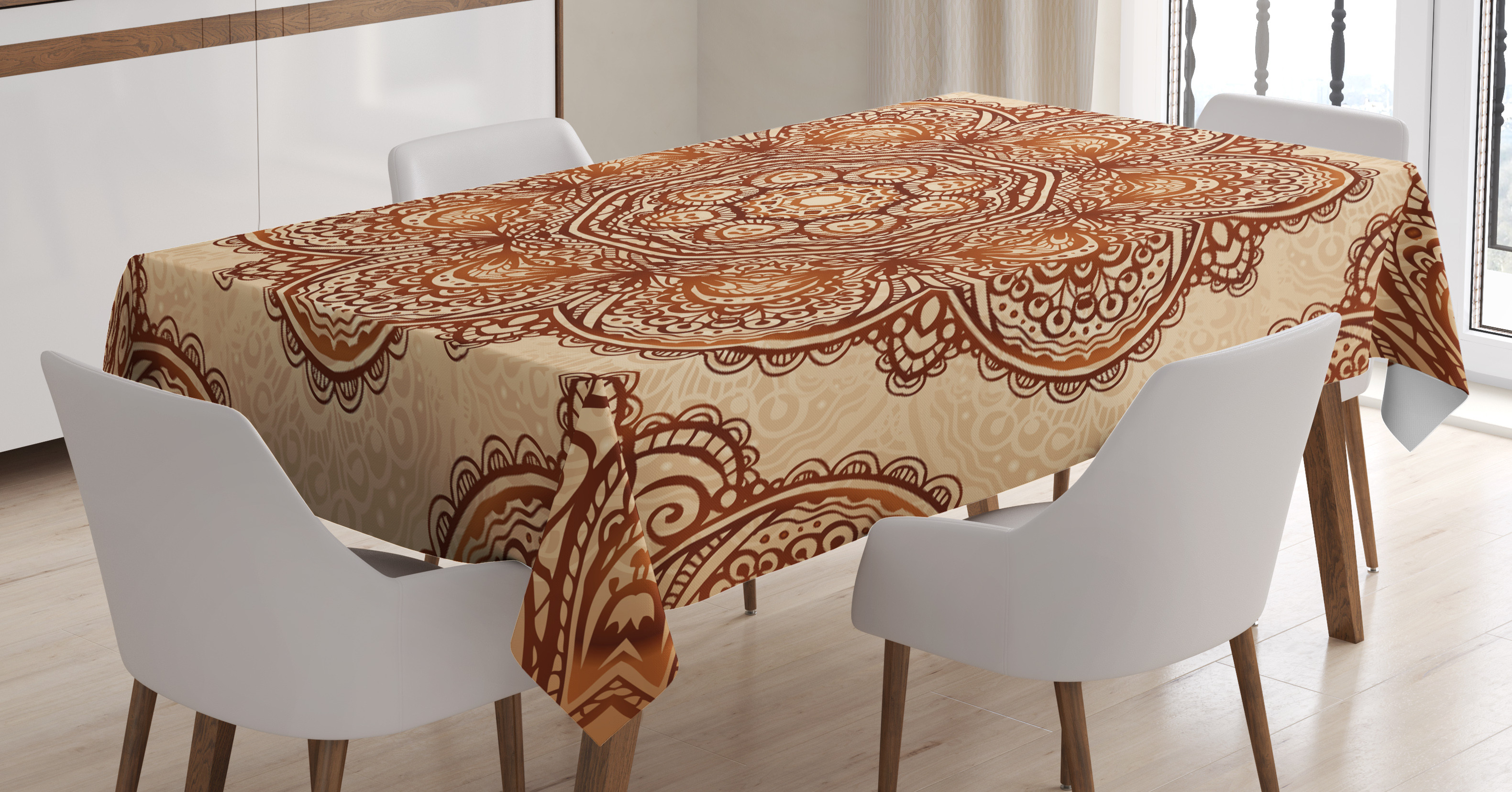 Ambesonne Ethnic Tablecloth Rectangular Table Cover, Mandala Paisley ...