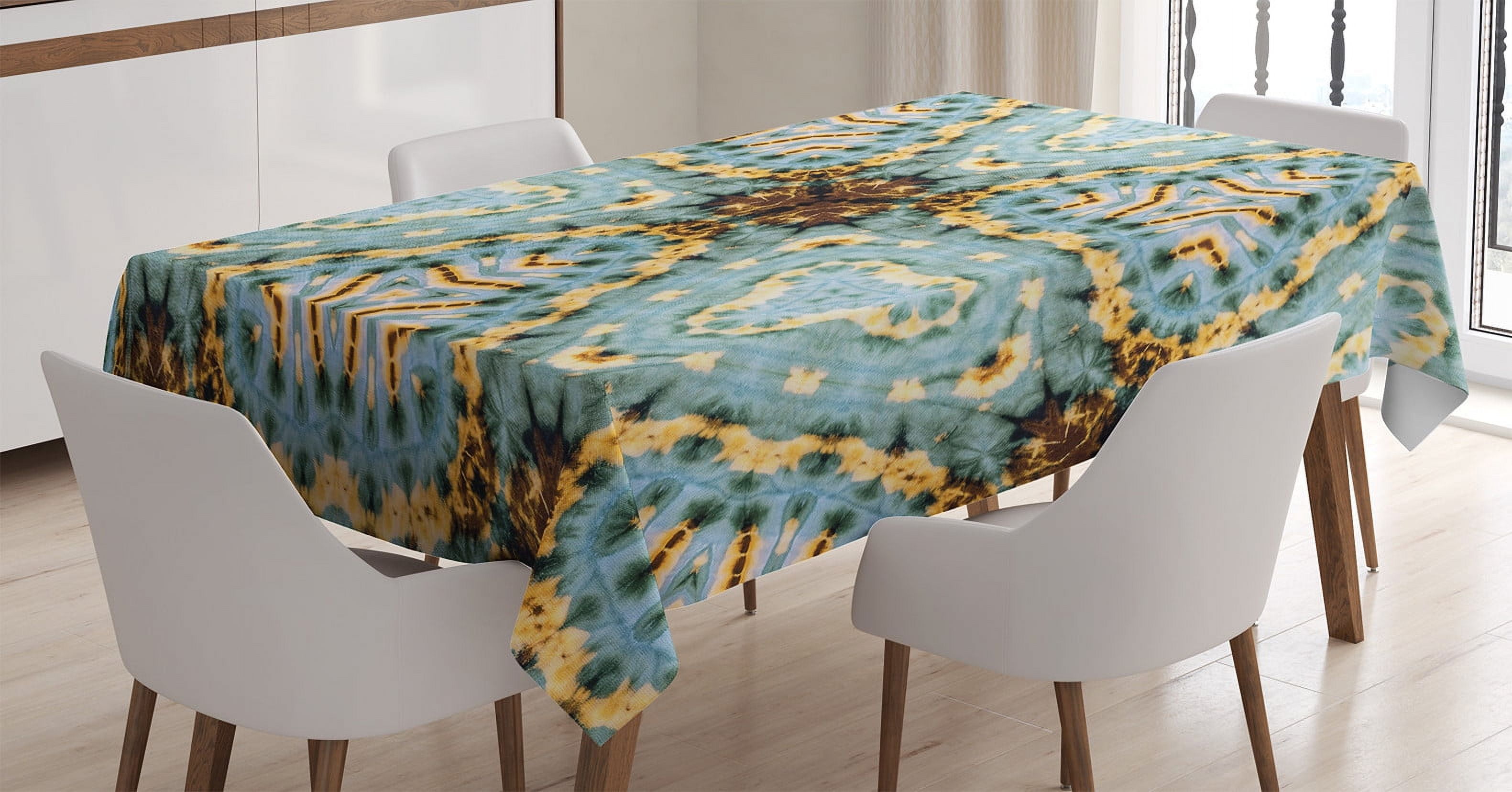 Ambesonne Ethnic Tablecloth Rectangular Table Cover, Tie Dye Effect ...