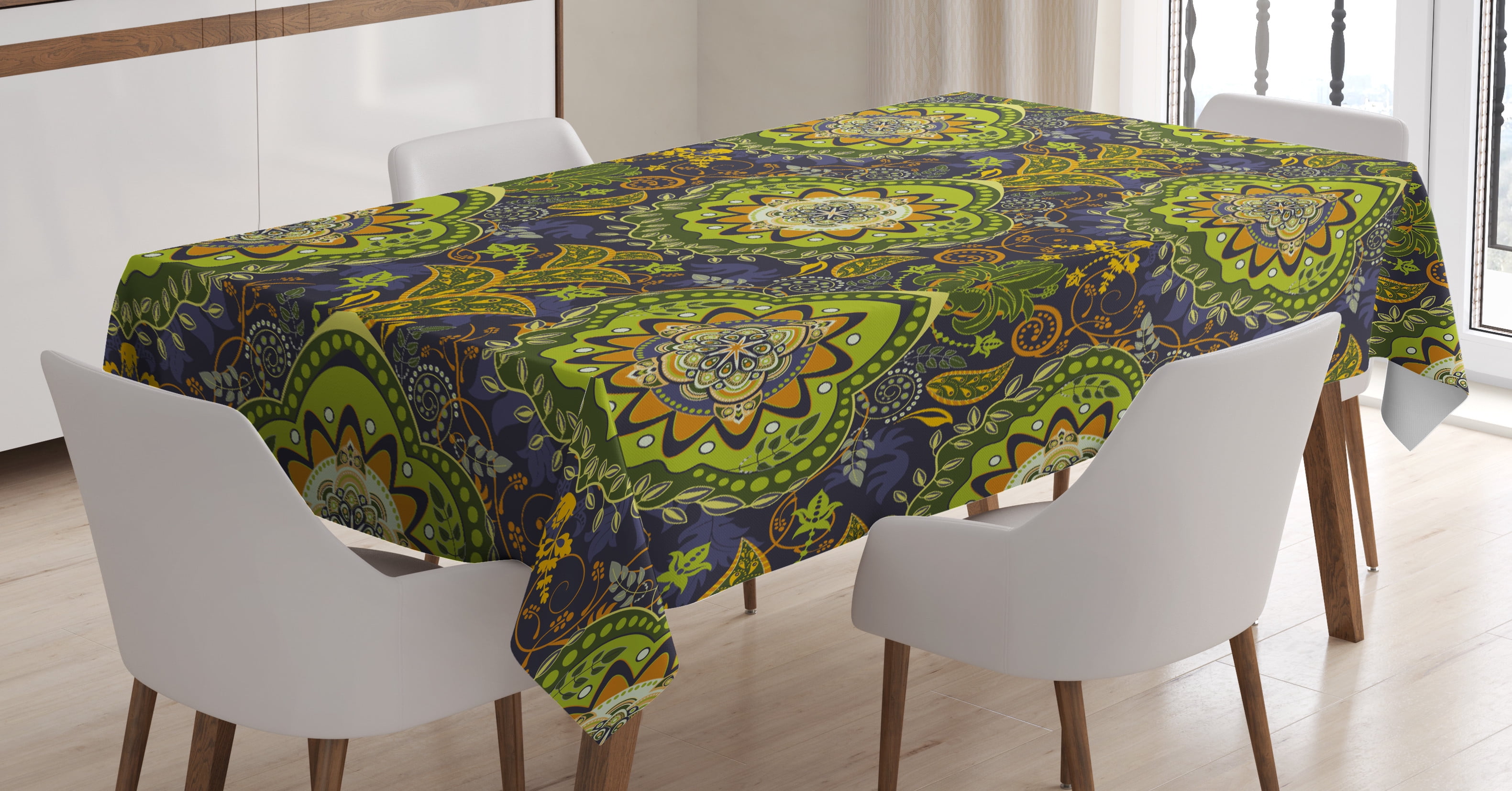 Ambesonne Ethnic Tablecloth Rectangular Table Cover, Tropical Motifs ...