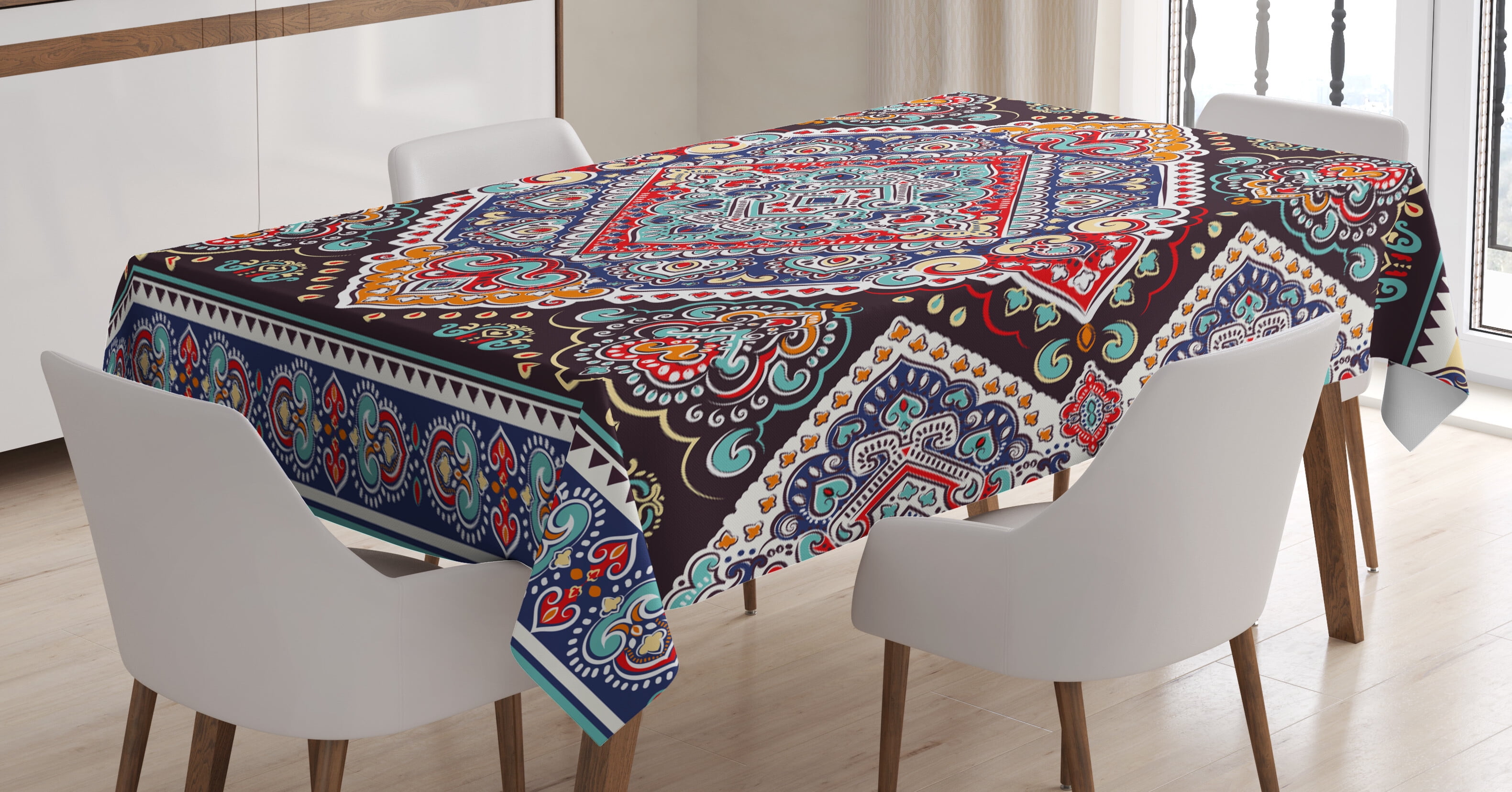 Ambesonne Ethnic Tablecloth Rectangular Table Cover, Vibrant Vintage ...