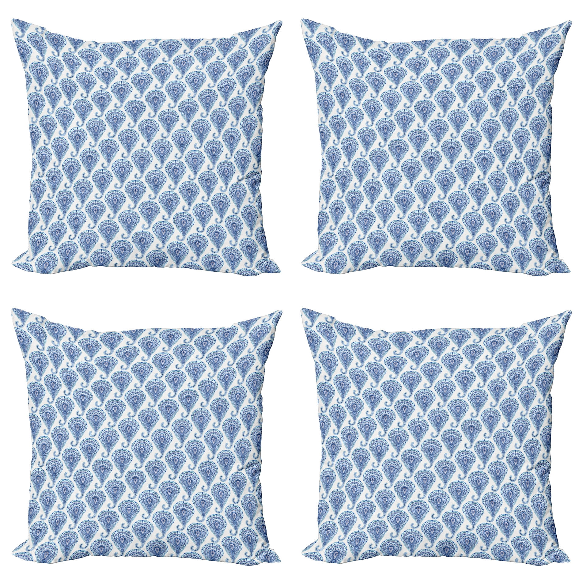 Ambesonne Ethnic Throw Pillow Cover 4 Pack, Oriental Paisley Raindrops ...