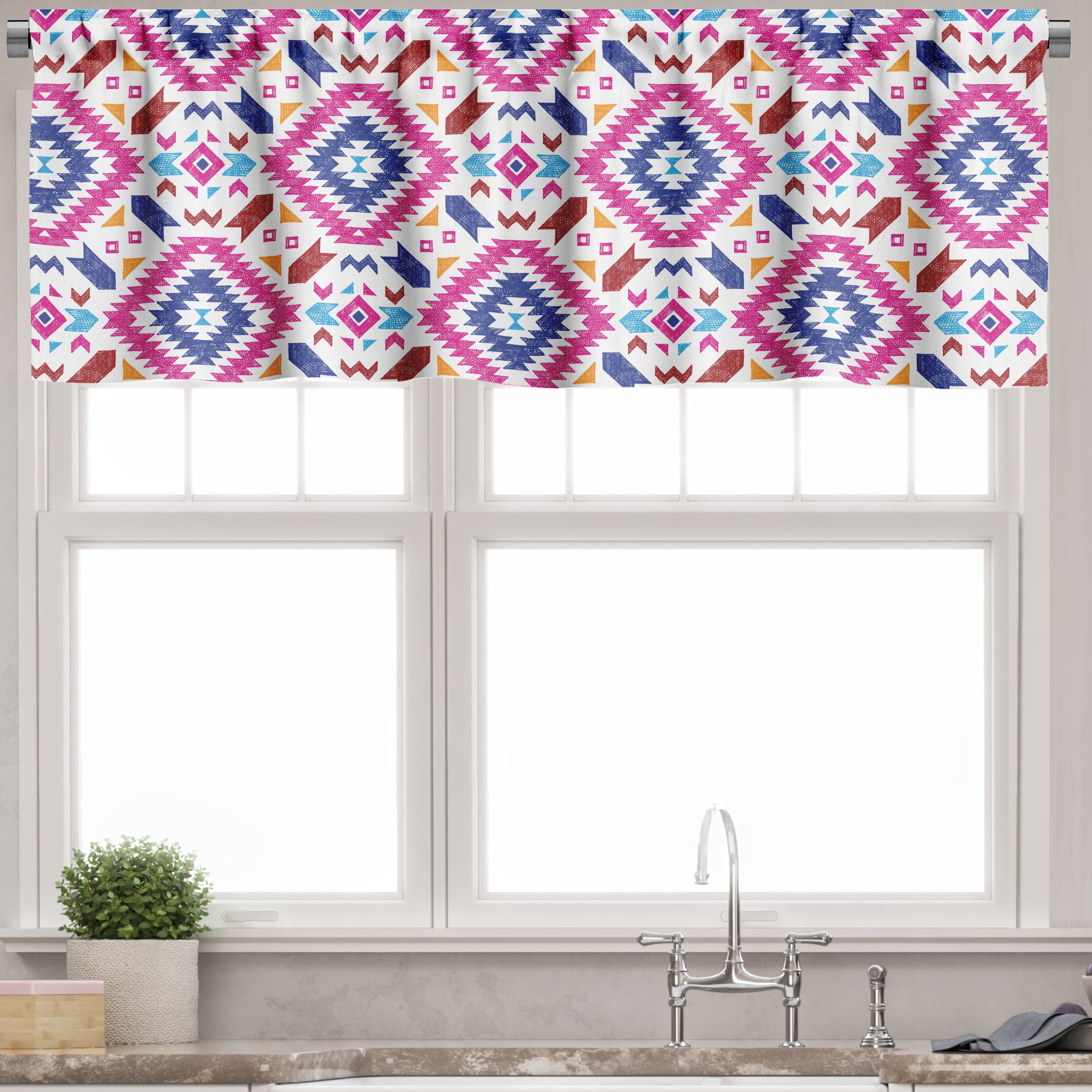 Ambesonne Ethnic Valance Pack of 2, Hand Drawn Mayan Sripes, 54"X12 ...