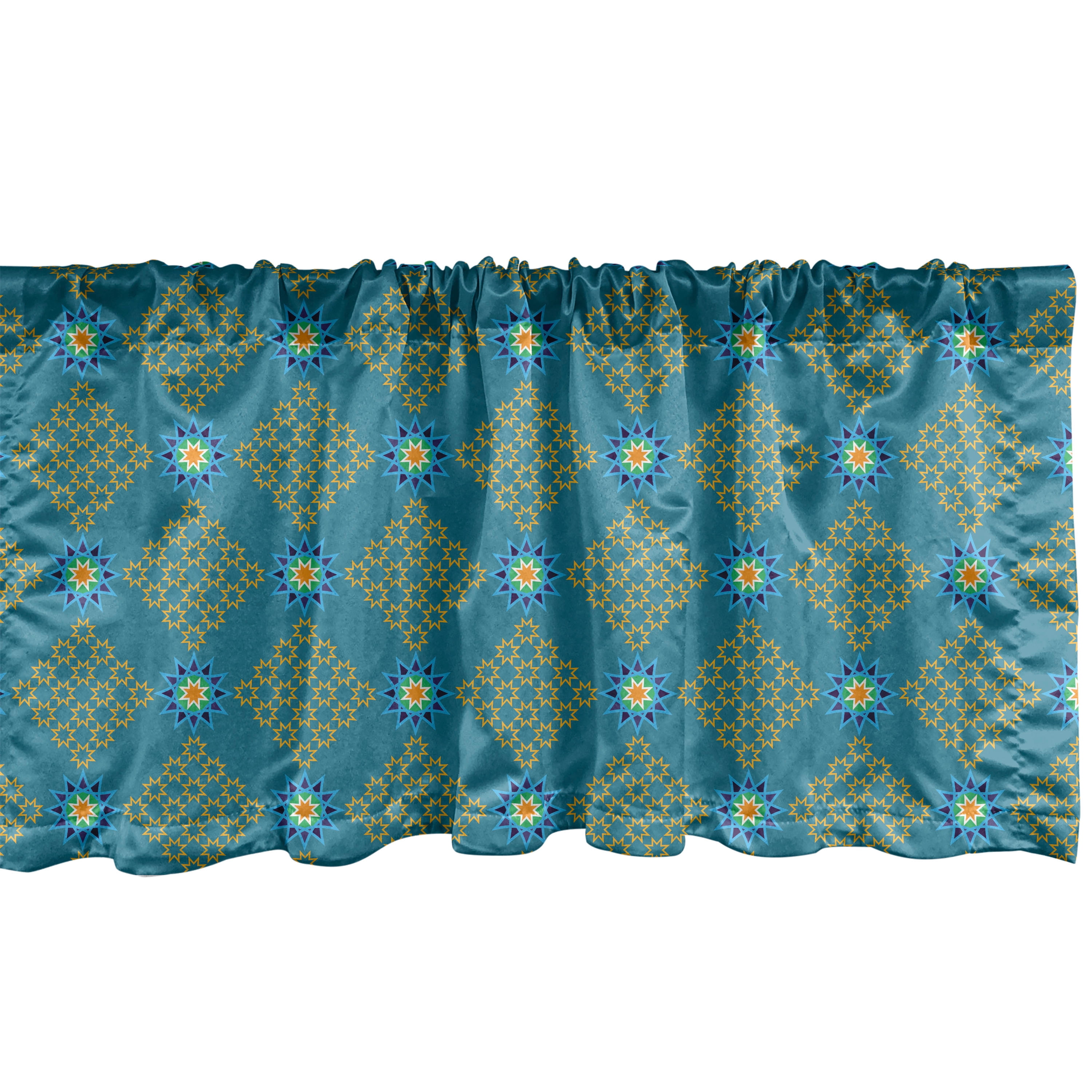 Ambesonne Ethnic Valance Pack of 2, Oriental Stars Mosaic Look, 42"X18 ...