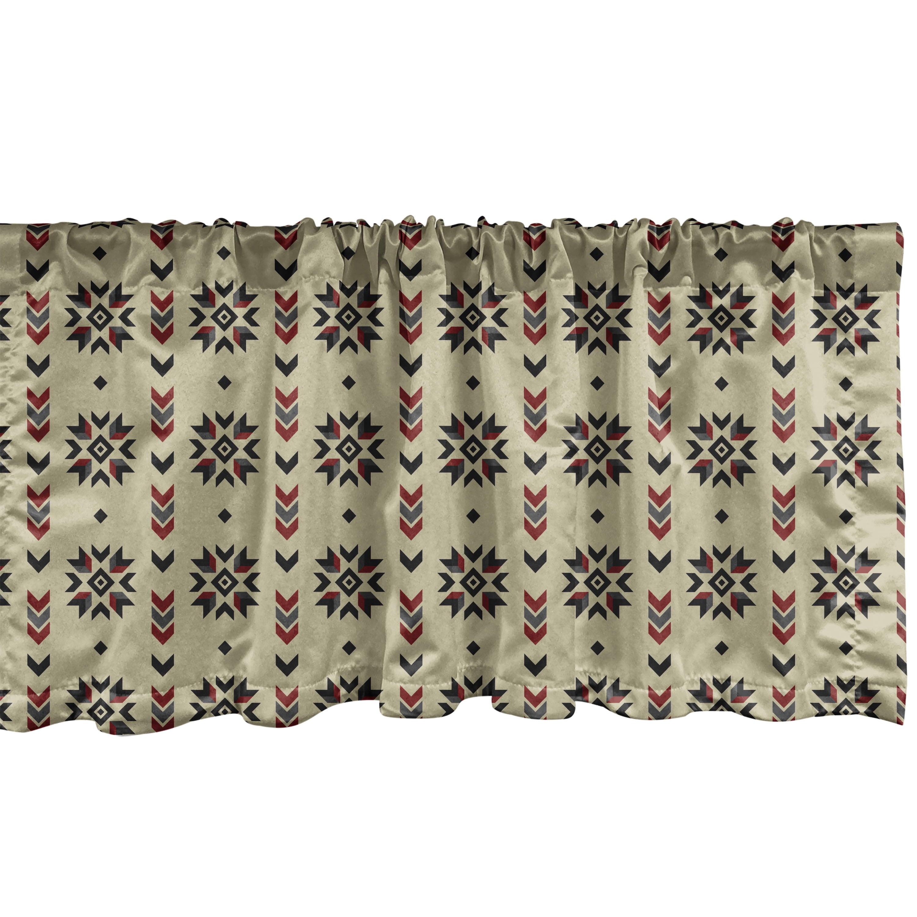 Ambesonne Ethnic Window Valance, Chevron Design, 42" x 18", Brown Black ...
