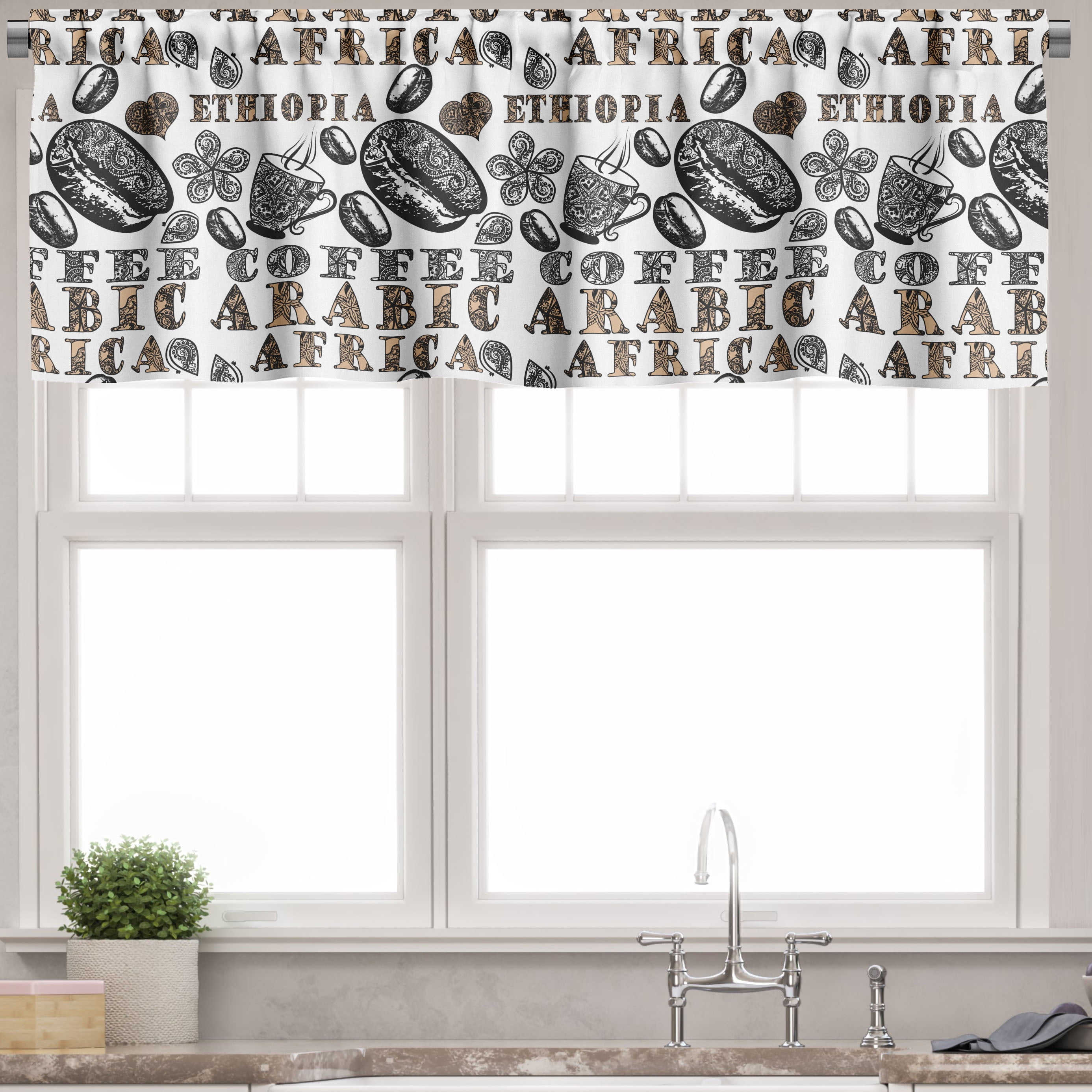 Ambesonne Ethnic Window Valance, Coffee Beans, 54 Ambesonne Ethnic Window Valance, Coffee Beans, 54