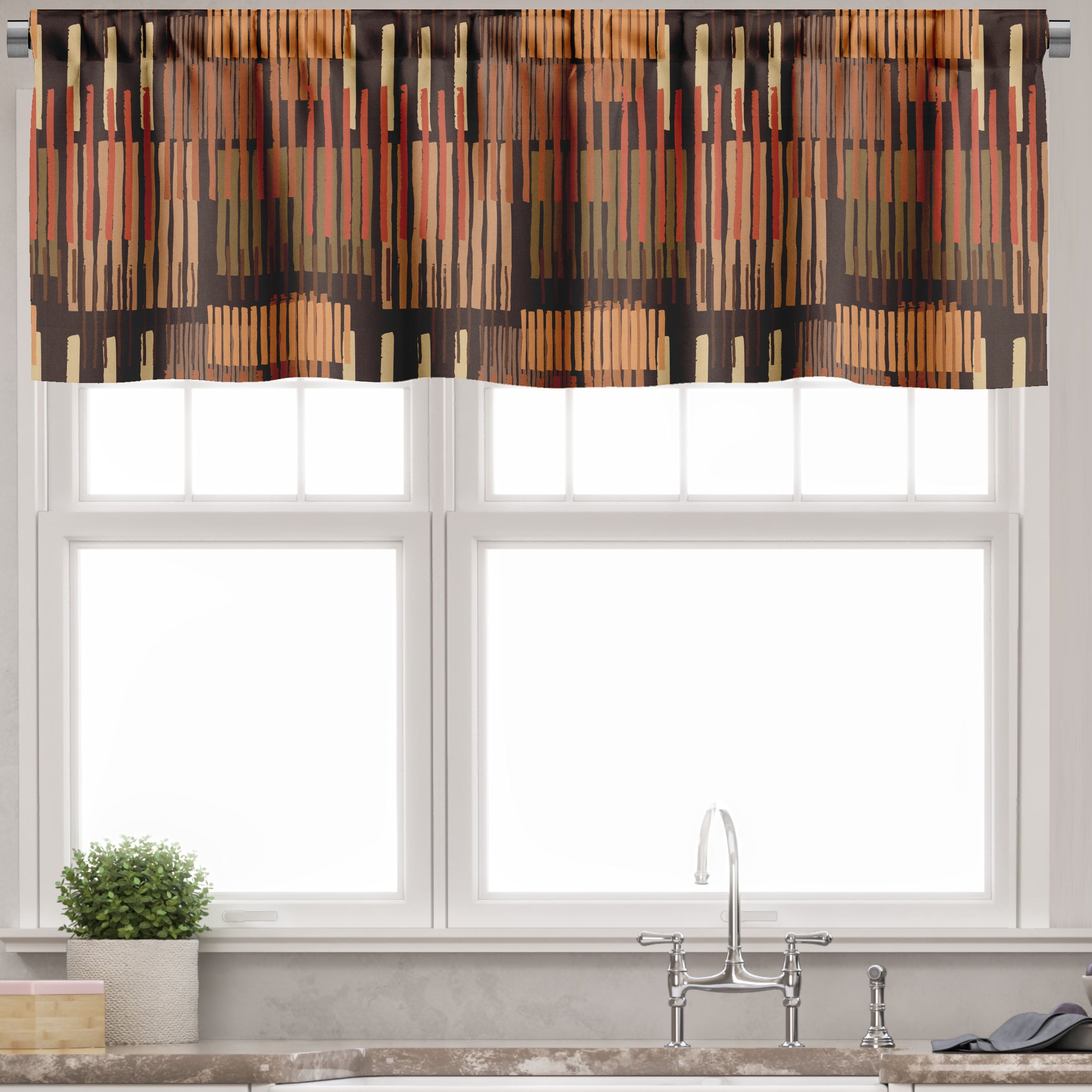 Ambesonne Ethnic Window Valance, Geometric Stripes Design, 54 Ambesonne Ethnic Window Valance, Geometric Stripes Design, 54
